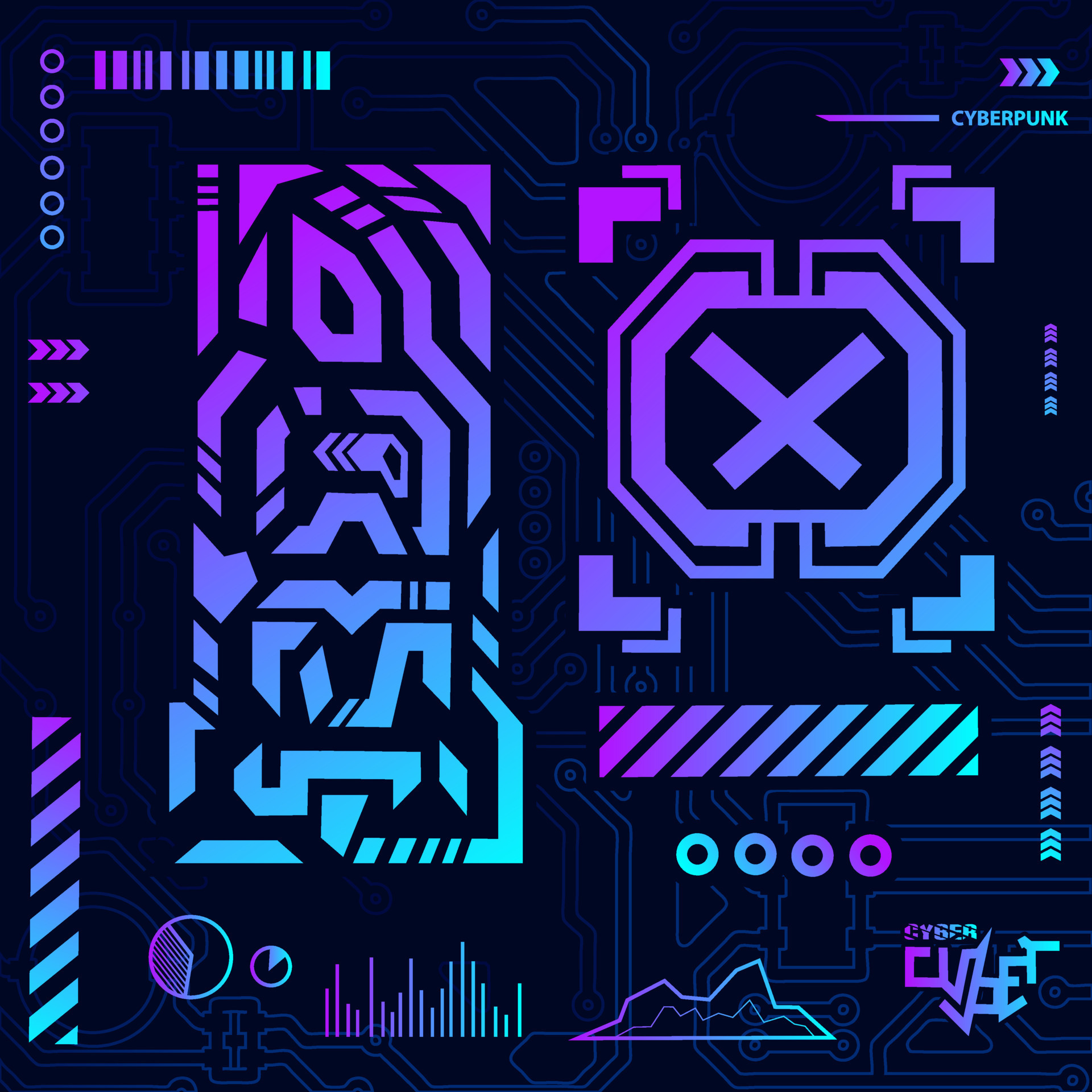 Cyberpunk design with dark background. Abstract technology vector ... Cyberpunk design with dark background. Abstract technology vector ...