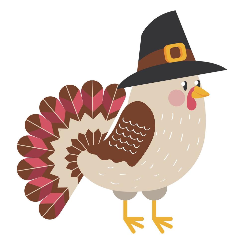 thanksgiving turkey with pilgrim hat 14175120 Vector Art at Vecteezy