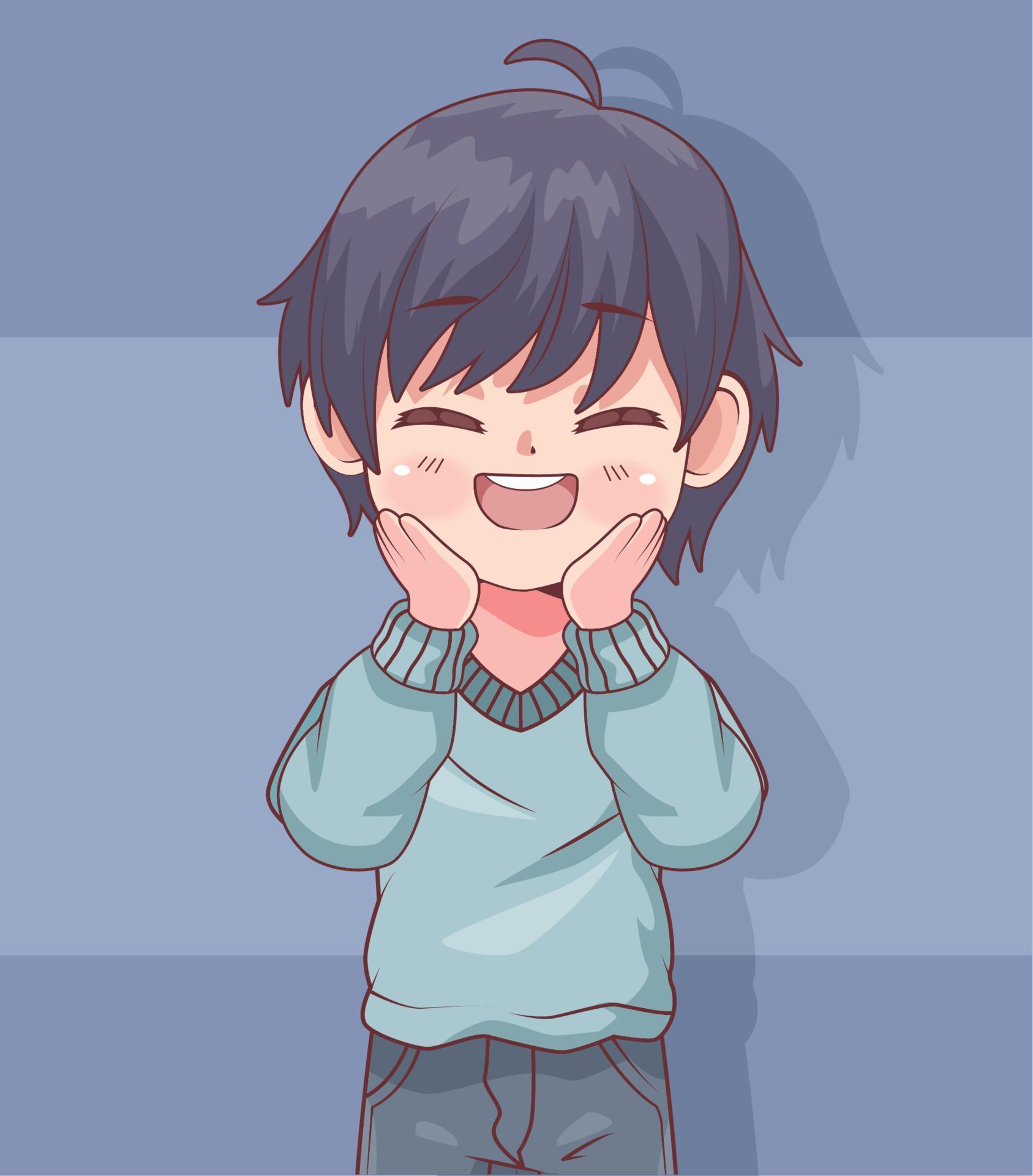 anime smiling boy 14175695 Vector Art at Vecteezy