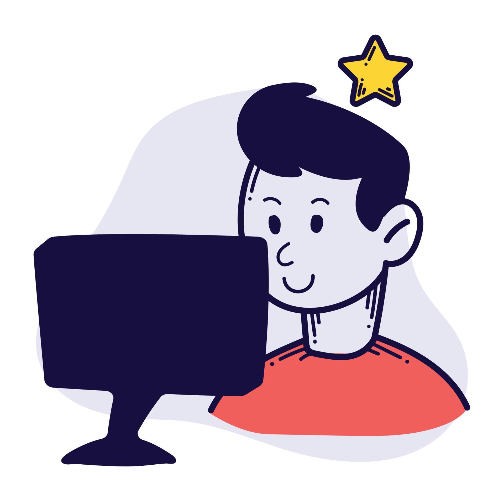 developer using desktop 14176086 Vector Art at Vecteezy
