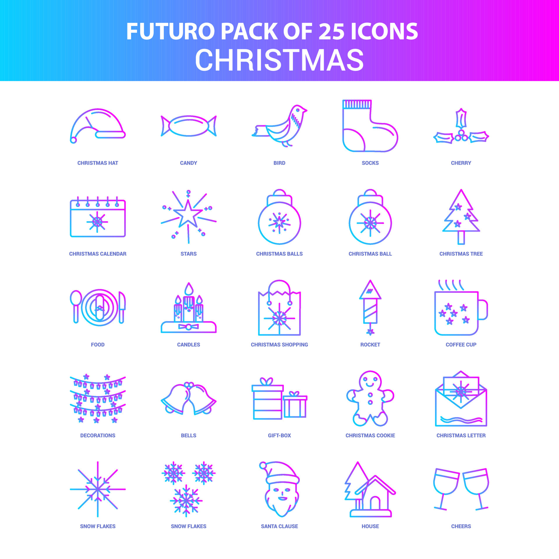 25 Blue and Pink Futuro Christmas Icon Pack 14179298 Vector Art at Vecteezy