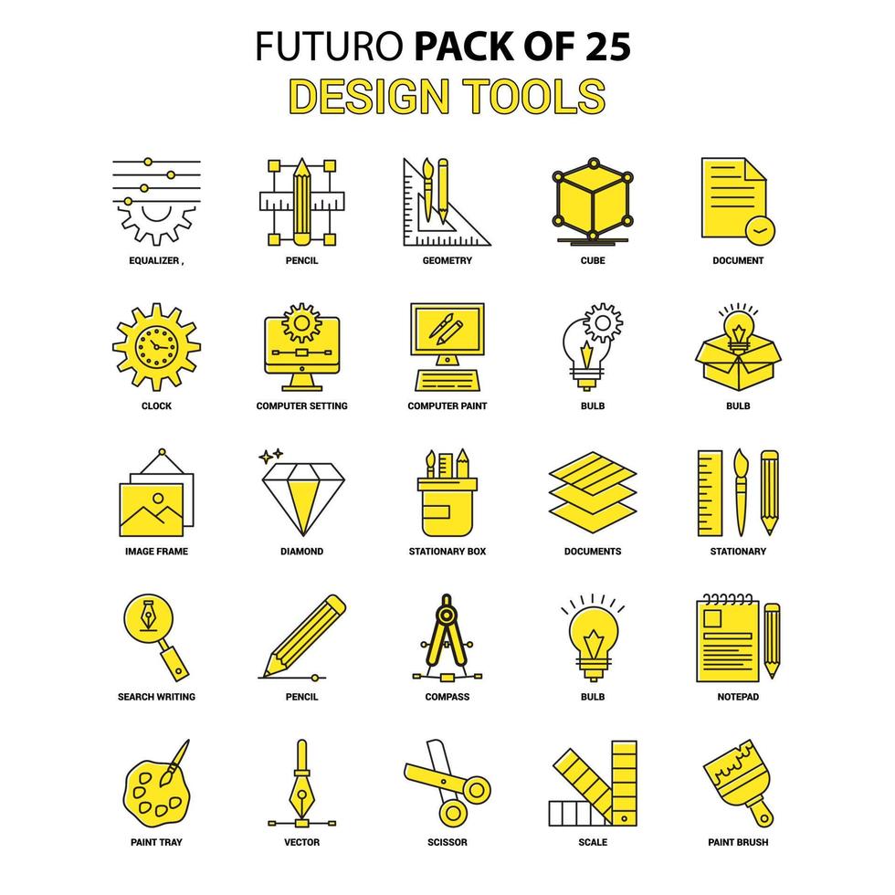 Design Tools Icon Set Yellow Futuro Latest Design Icon Pack 14179332 Vector Art At Vecteezy