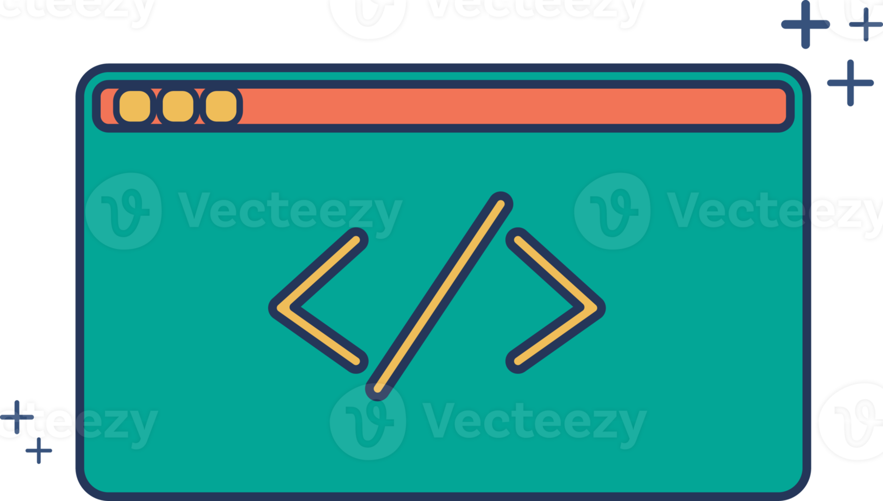 Programming icon illustration glyph style design with color and plus ...