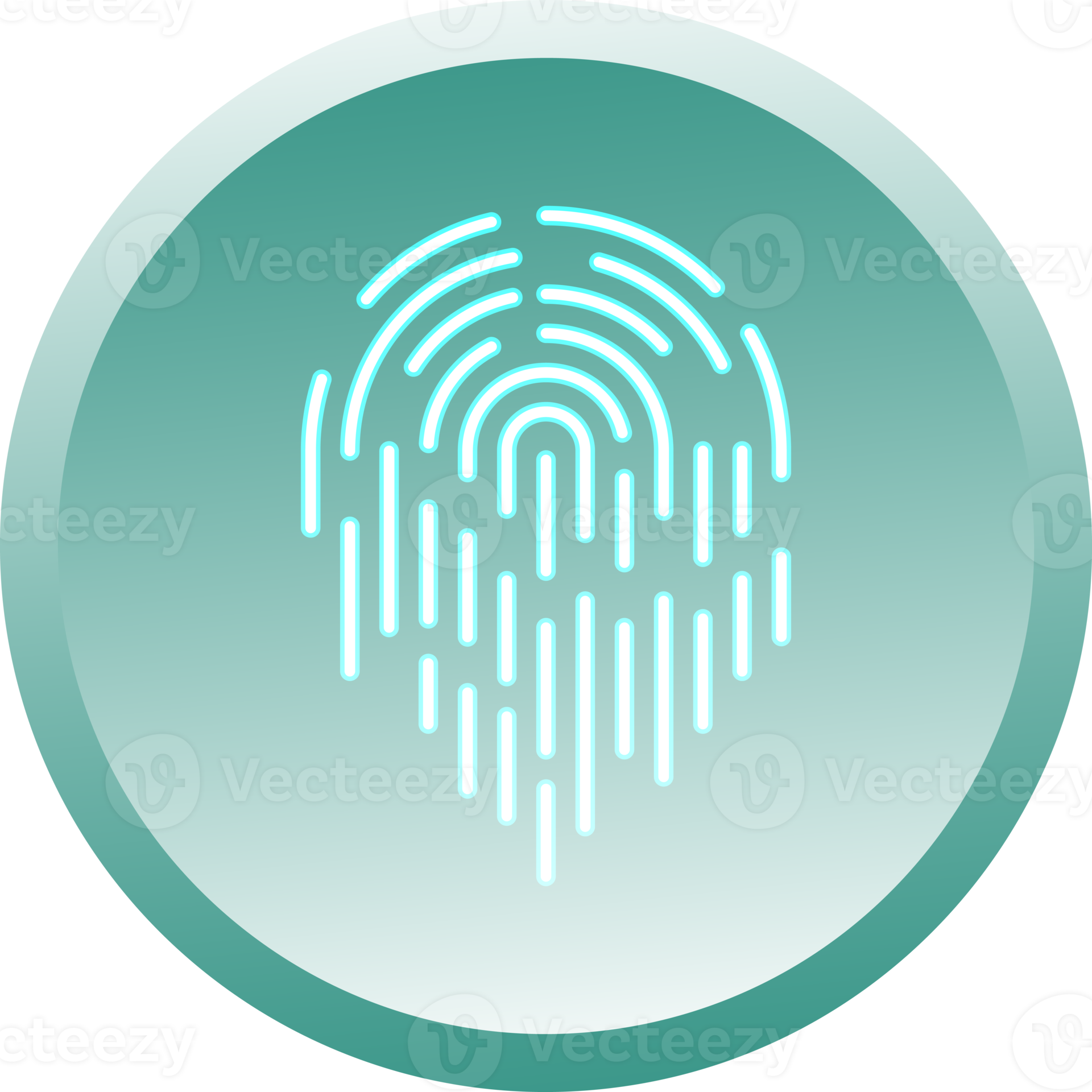 Push Buttons Finger Scan Identification Icon Element For Decorative