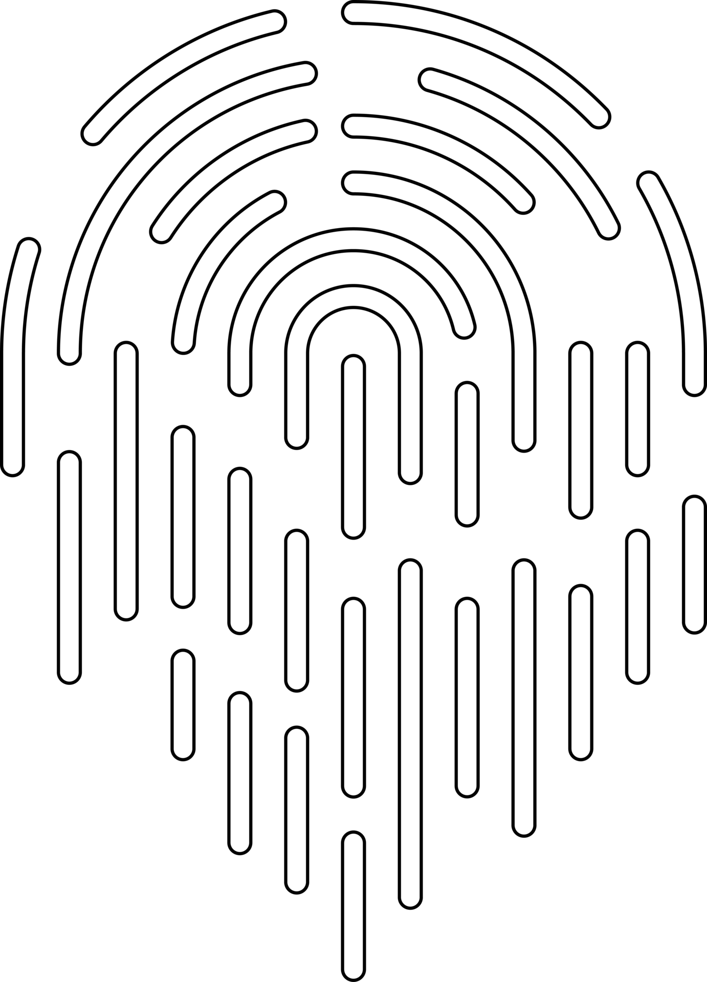 Push Buttons Finger Scan Identification Icon Element For Decorative