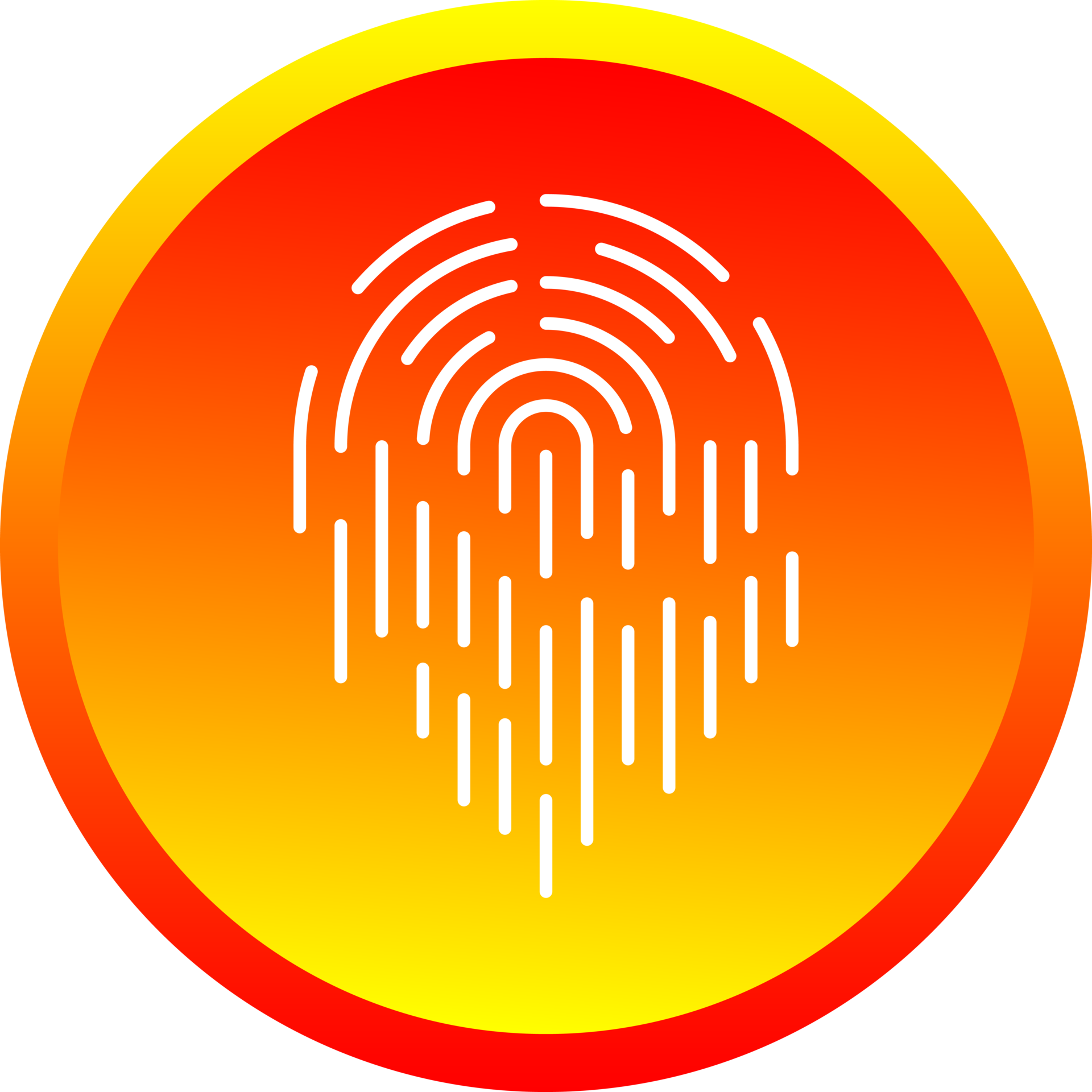 Push Buttons Finger Scan Identification Icon Element For Decorative