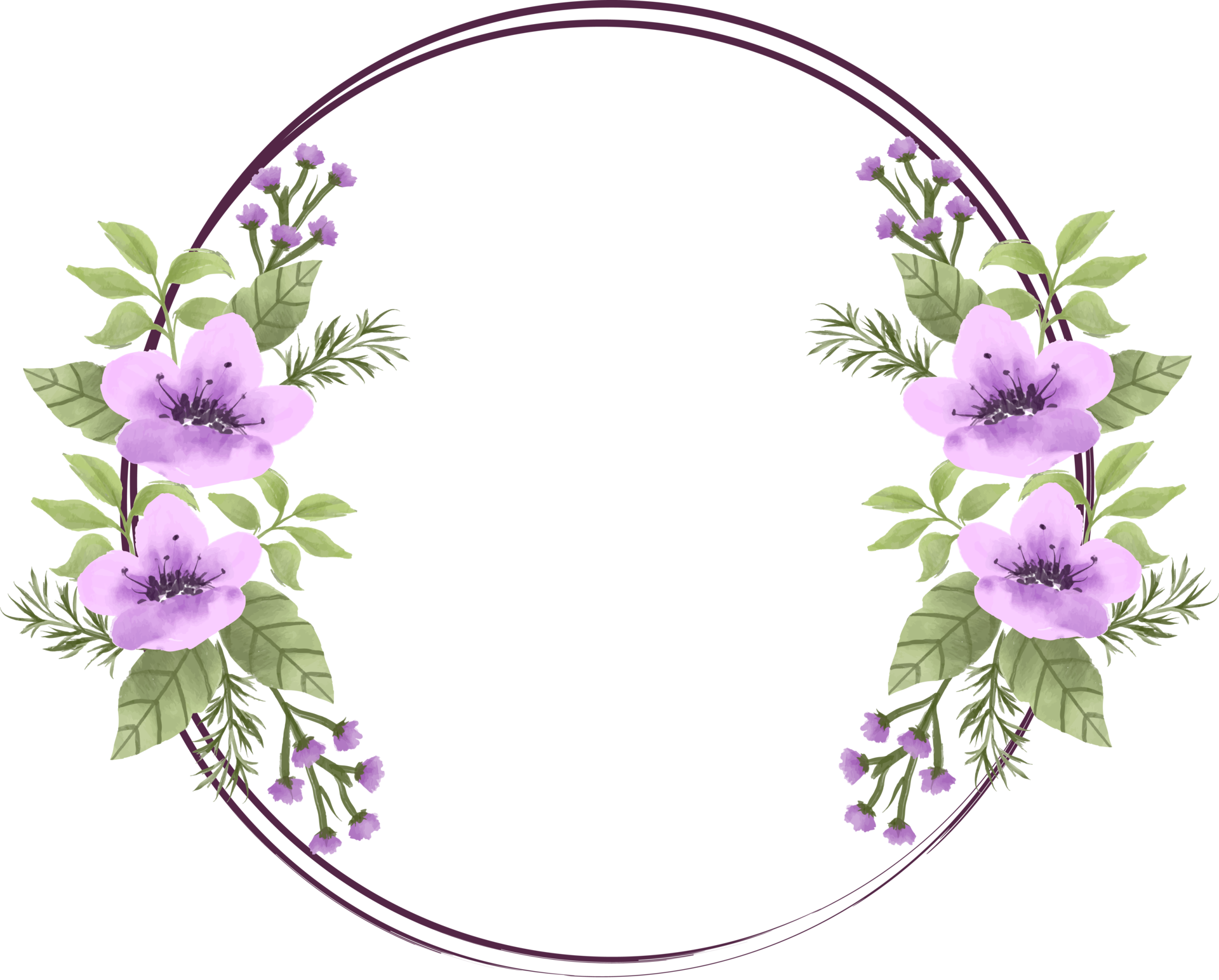 Elegant Purple Watercolor Flower Wreath Decoration 14179839 Png
