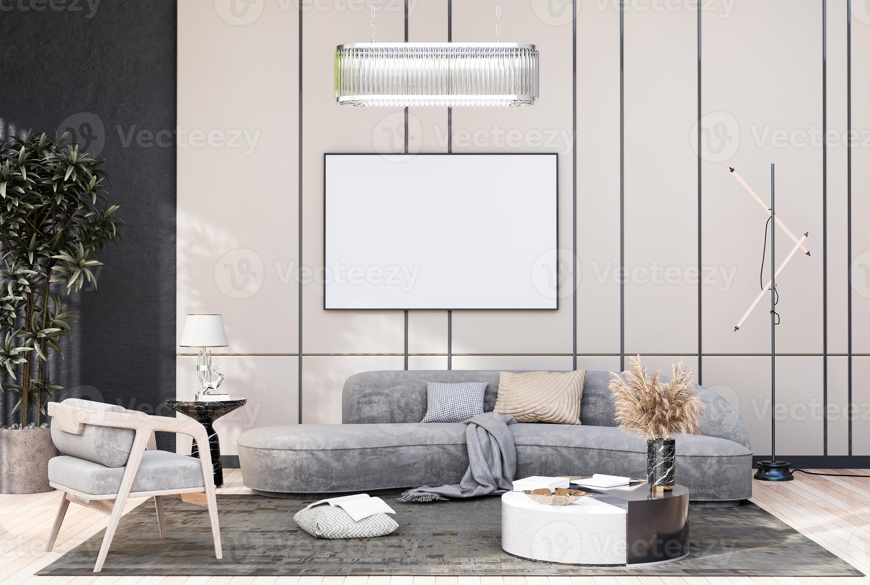 Mock up poster frame in modern interior fully furnished rooms 14180947 ...