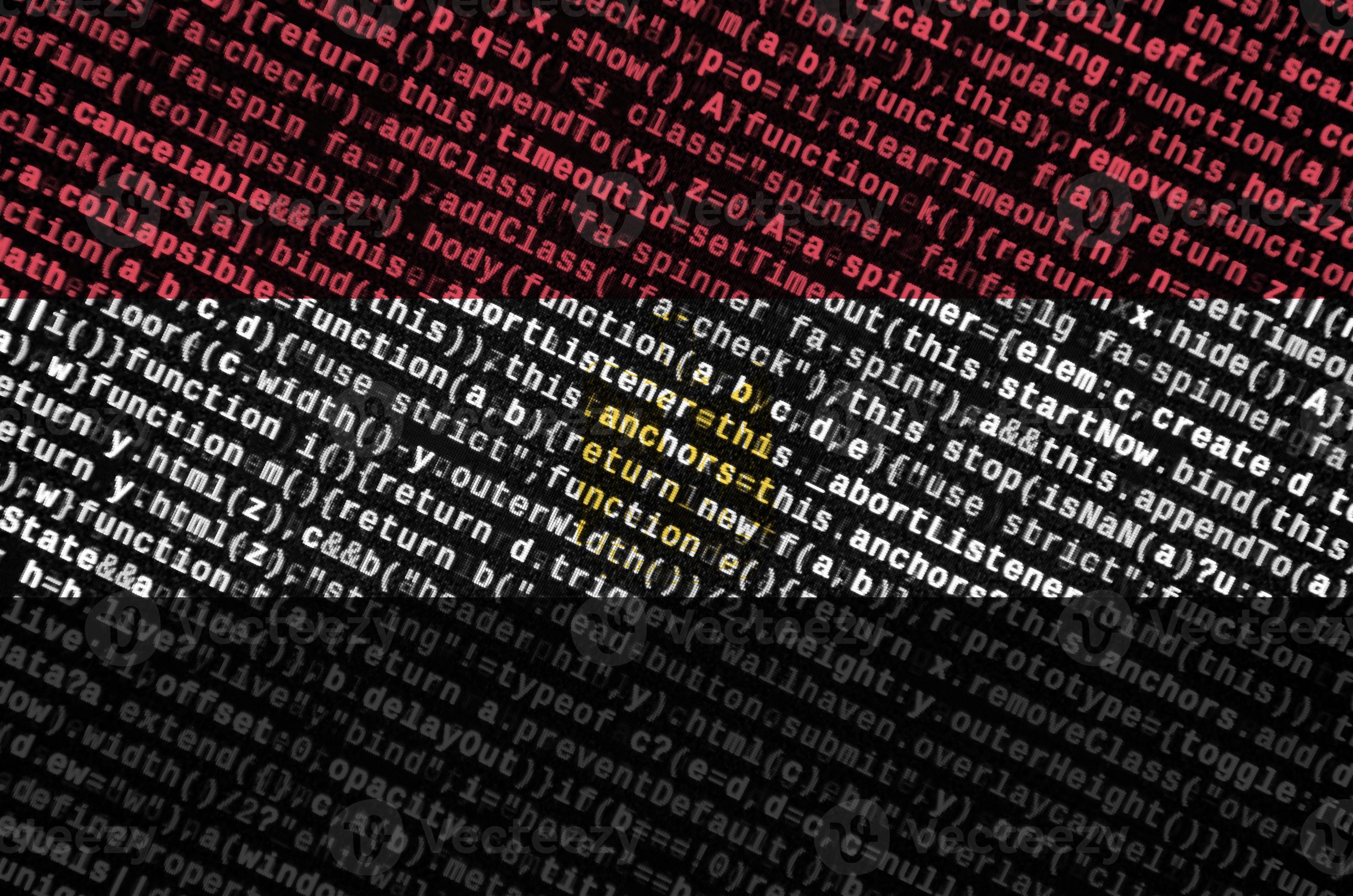 Egypt flag is depicted on the screen with the program code. The concept ...