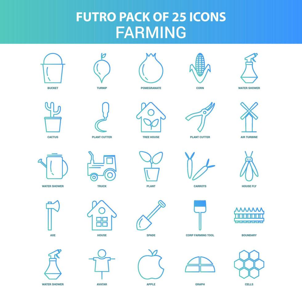 25 Green and Blue Futuro Farming Icon Pack 14191568 Vector Art at Vecteezy