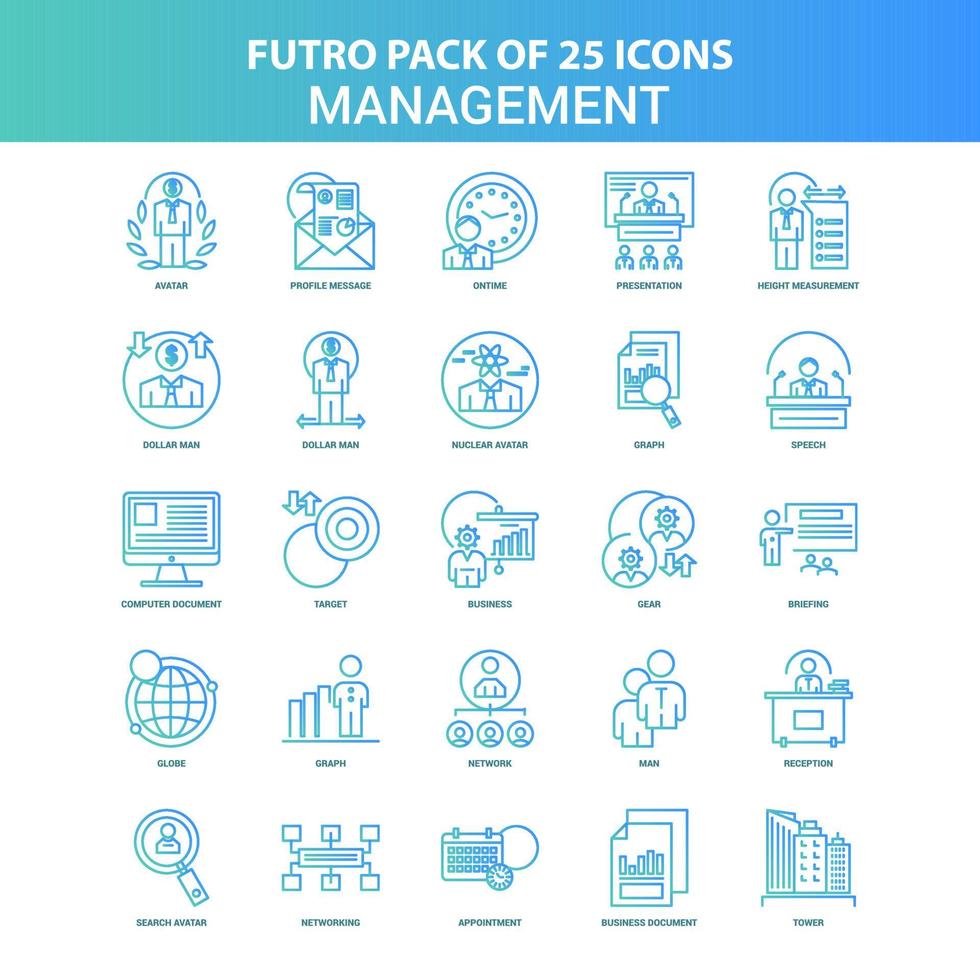 25 Green and Blue Futuro Management Icon Pack 14191876 Vector Art at ...