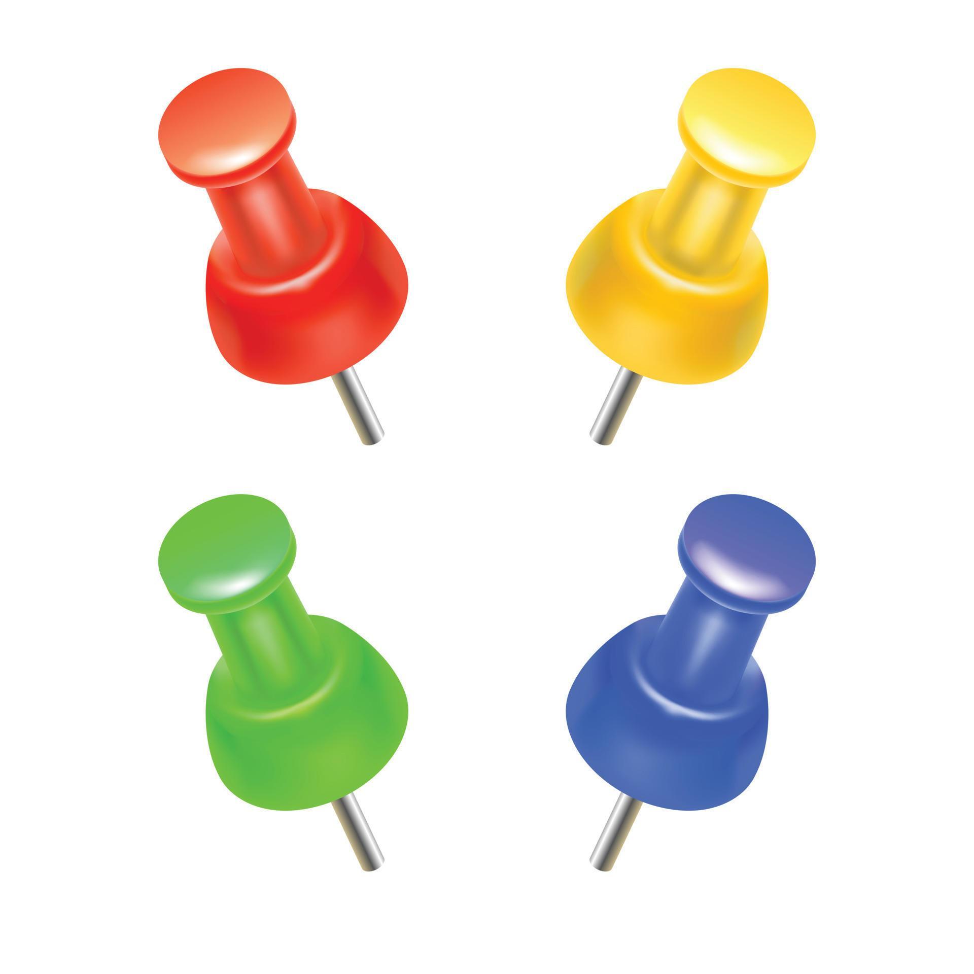 Color pins icon, realistic style 14192553 Vector Art at Vecteezy