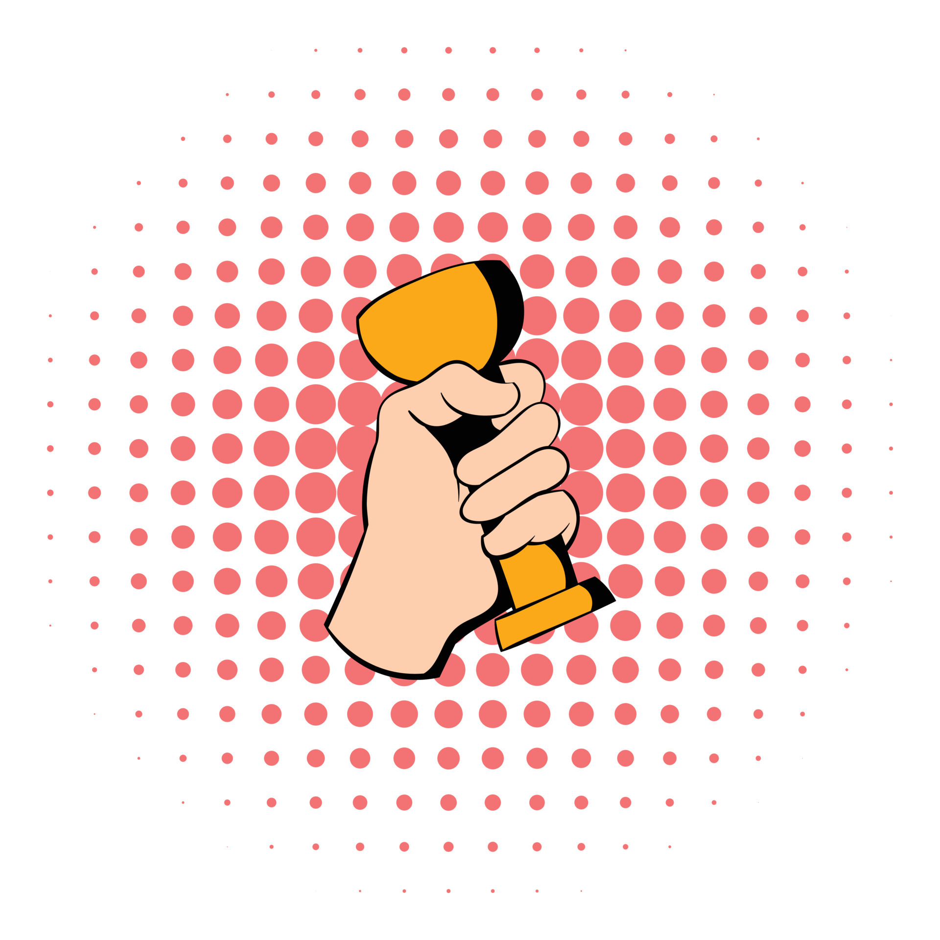 Hand Holding Trophy Cup Icon Comics Style 14192570 Vector Art At Vecteezy