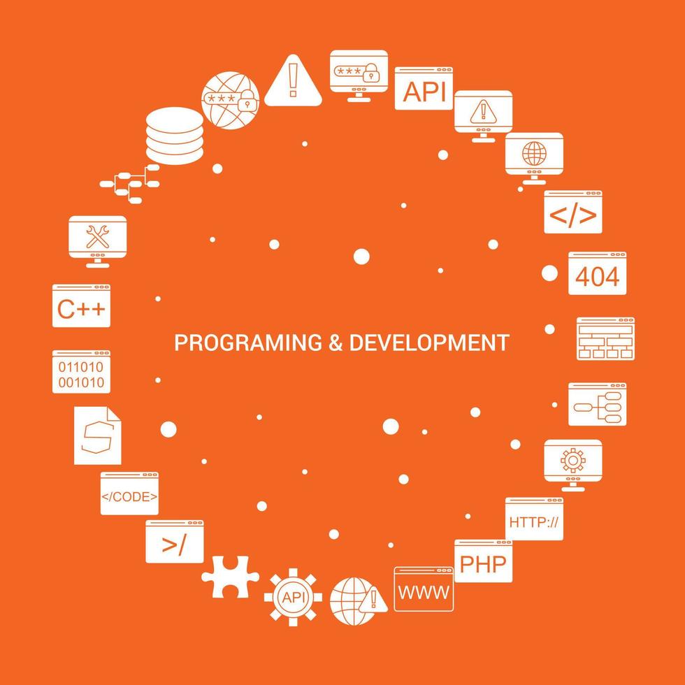Programming And Developement Icon Set Infographic Vector Template