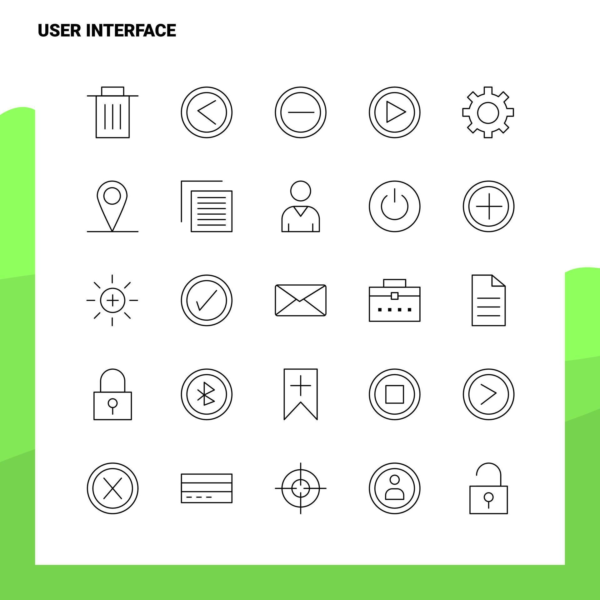 Set of User Interface Line Icon set 25 Icons Vector Minimalism Style ...
