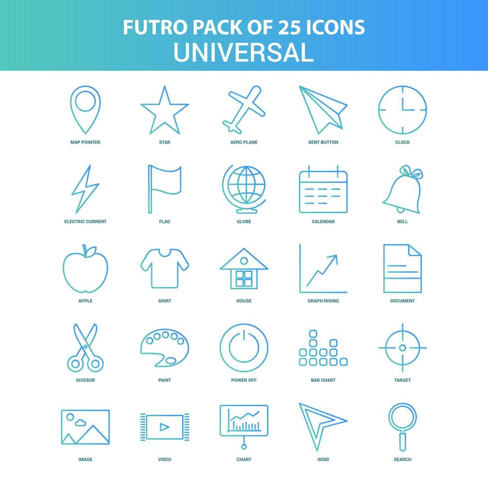 25 Green and Blue Futuro Universal Icon Pack 14196710 Vector Art at ...
