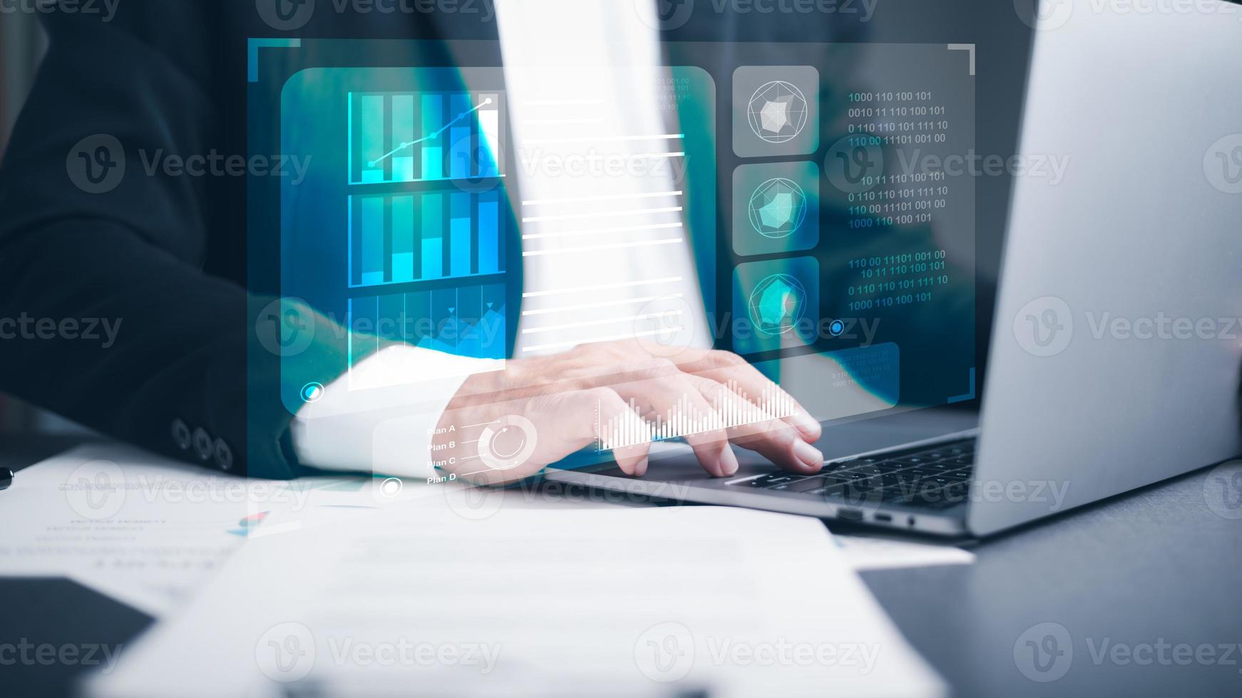 Business people read business statistics chart reports, to analyze and ... Business people read business statistics chart reports, to analyze and ...