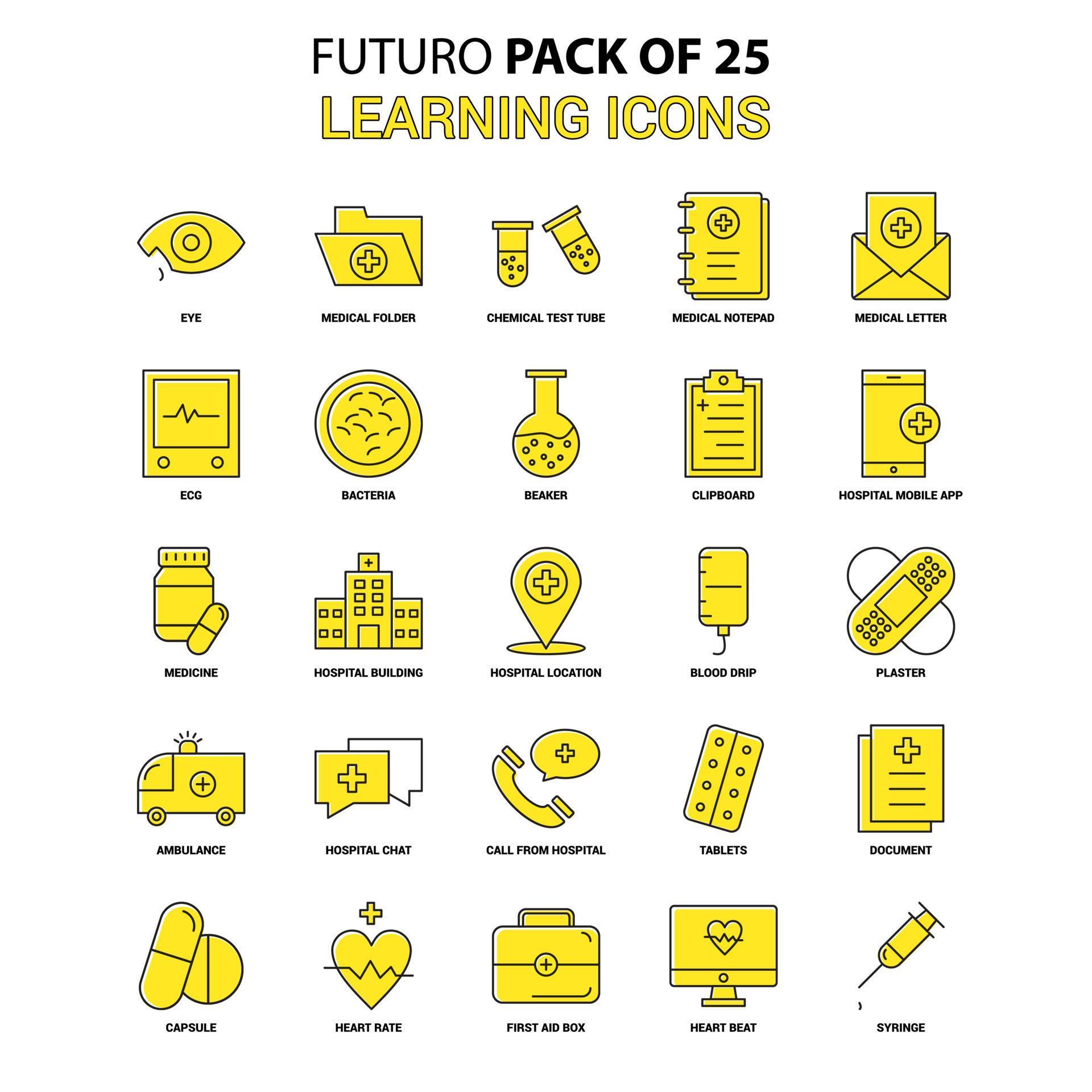 Learning icons Icon Set Yellow Futuro Latest Design icon Pack 14198805 ...