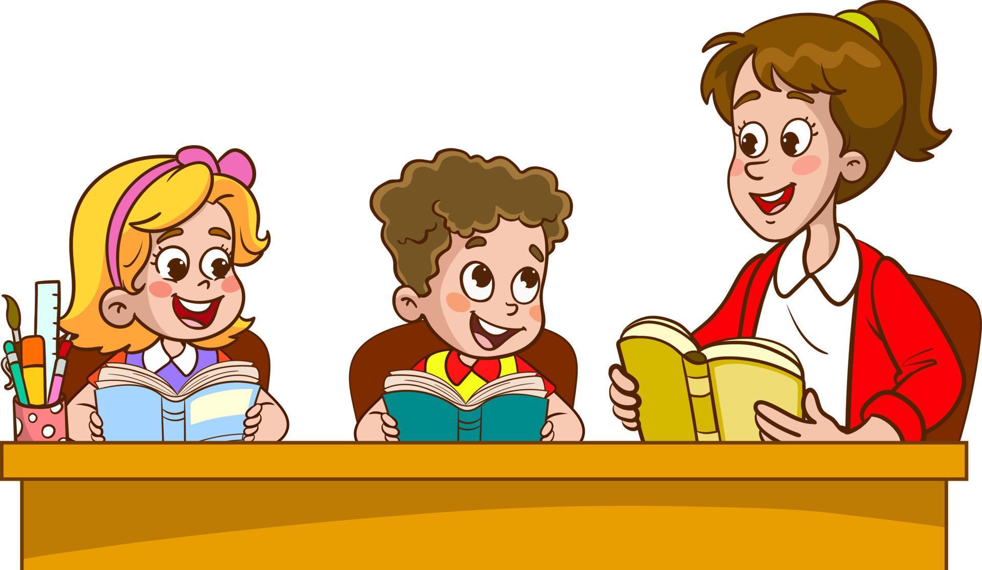 happy kids read book and study together with teacher 14199168 Vector ... happy kids read book and study together with teacher 14199168 Vector ...