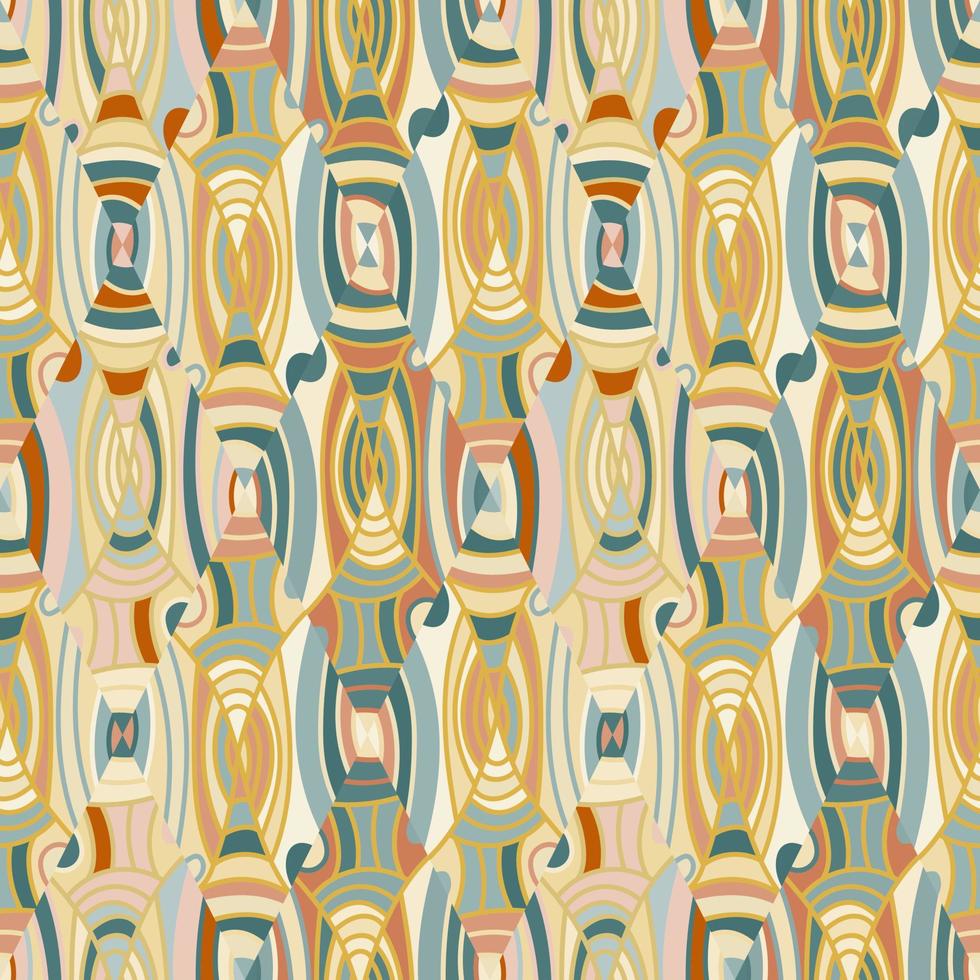 Hand Drawn Linear Seamless Pattern Outline Waves Tile Endless