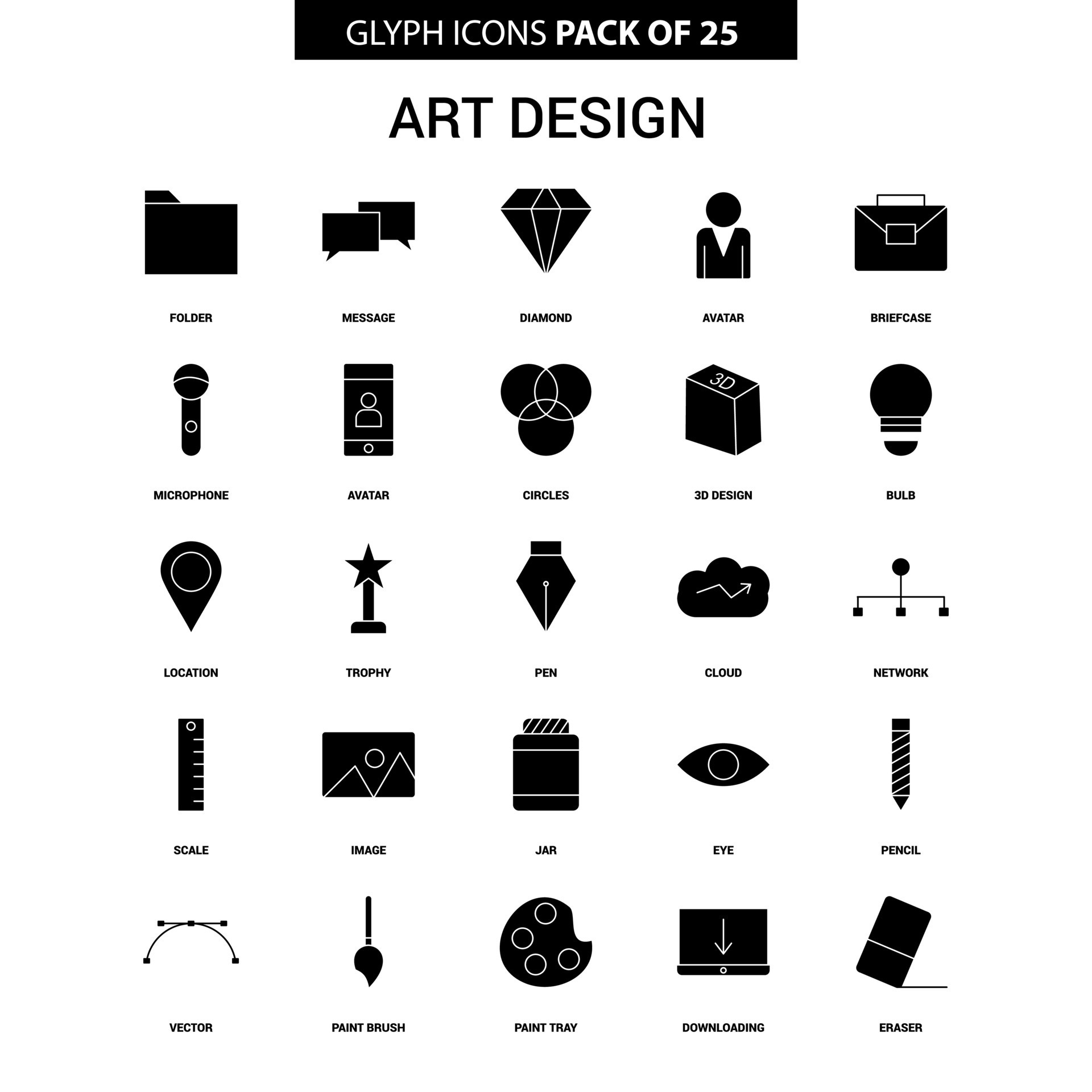 Art And Design Glyph Vector Icon Set 14202500 Vector Art At Vecteezy