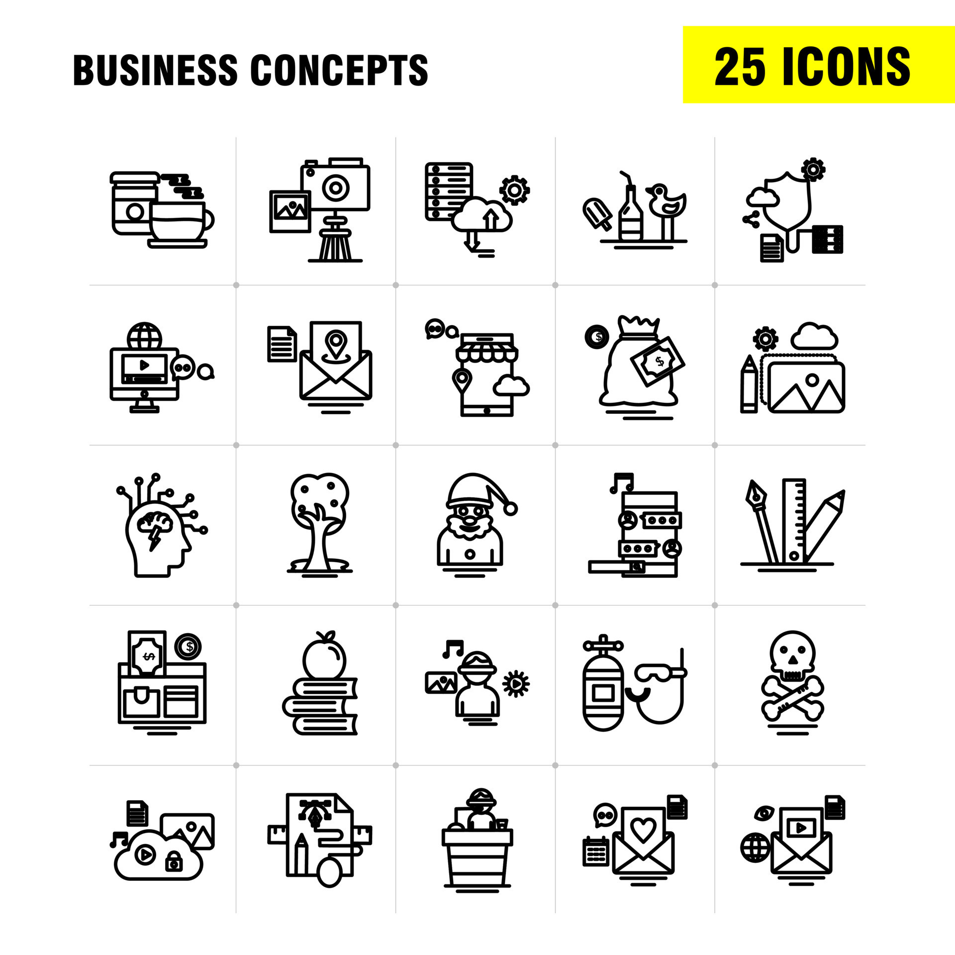 Business Concepts Line Icons Set For Infographics Mobile Uxui Kit And Print Design Include Money