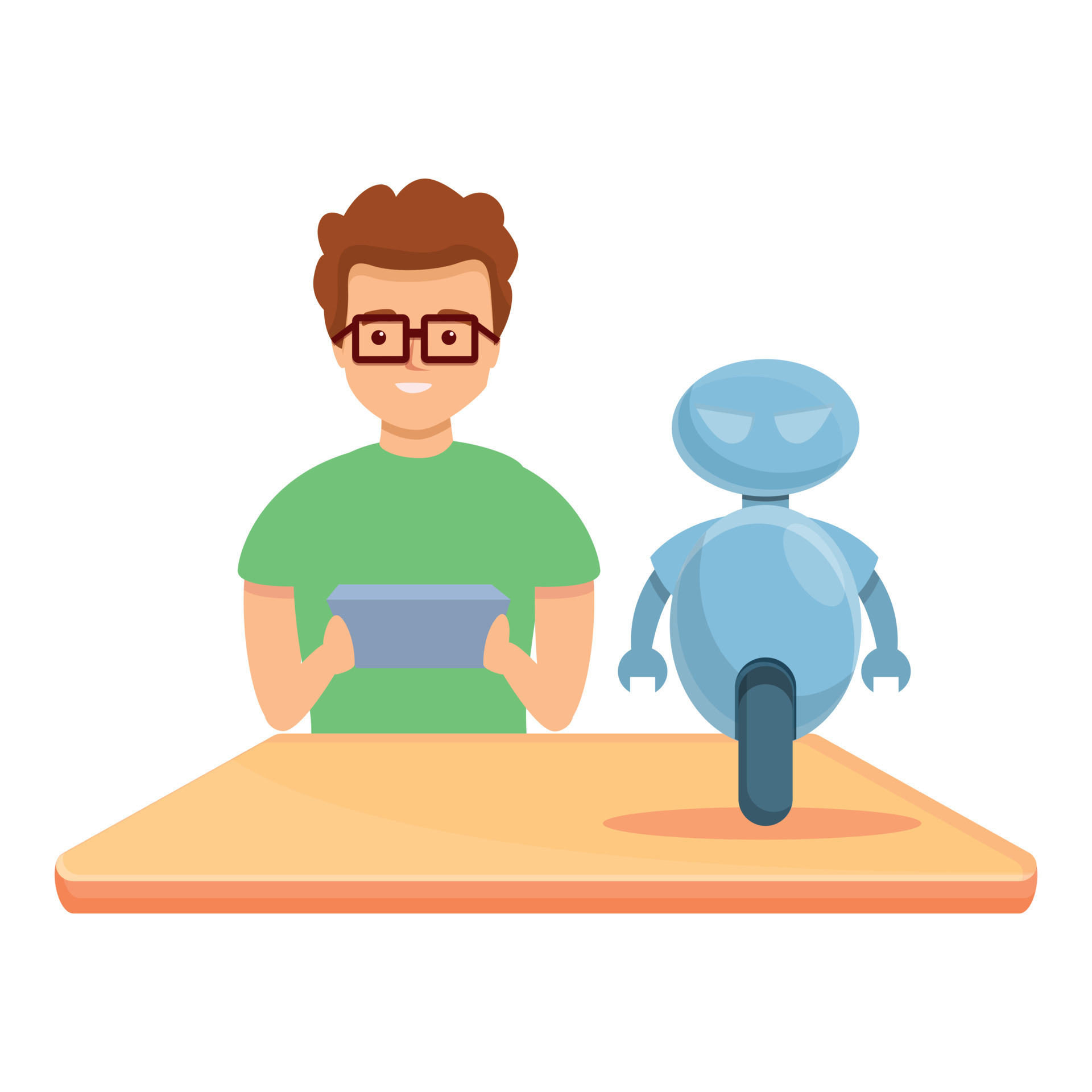 Boy create programming robot icon, cartoon style 14208012 Vector Art at ...