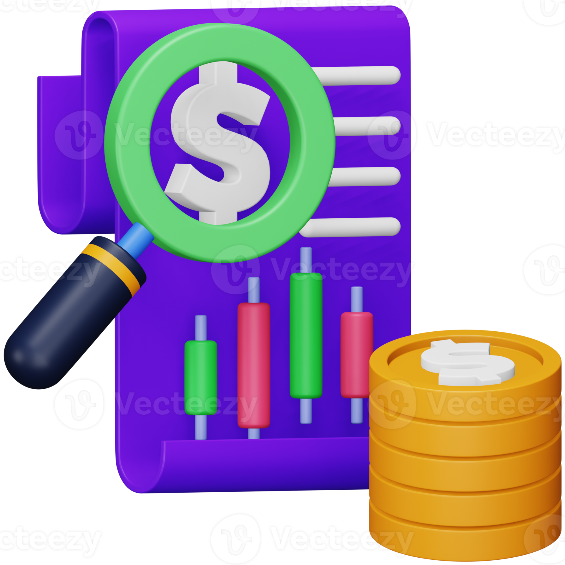 Stock market analysis report 3d rendering isometric icon. 14208063 PNG