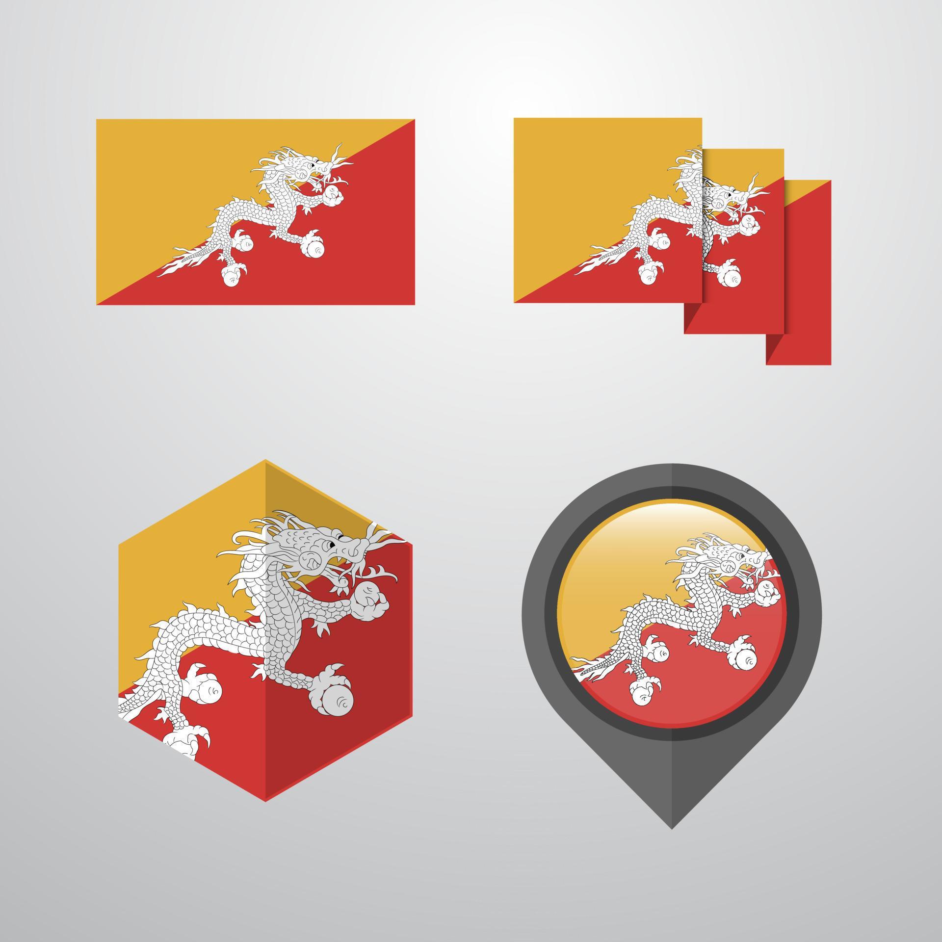 Bhutan flag design set vector 14209469 Vector Art at Vecteezy