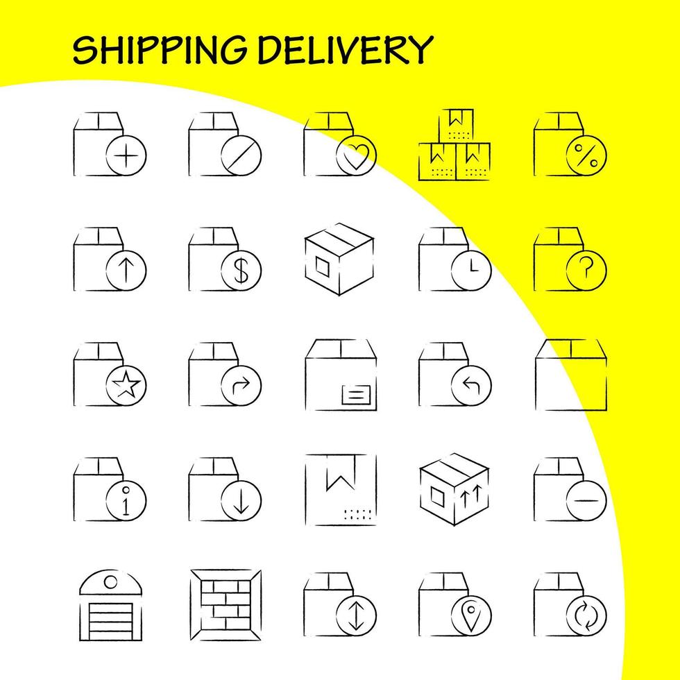 paquete de iconos dibujados a mano de entrega de envío para diseñadores y desarrolladores ...