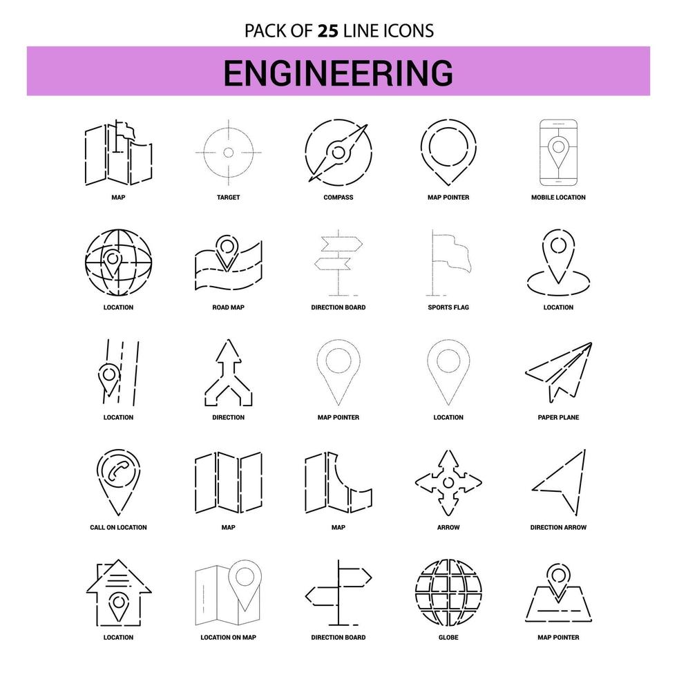 Engineering Line Icon Set 25 Dashed Outline Style 14211461 Vector Art at Vecteezy