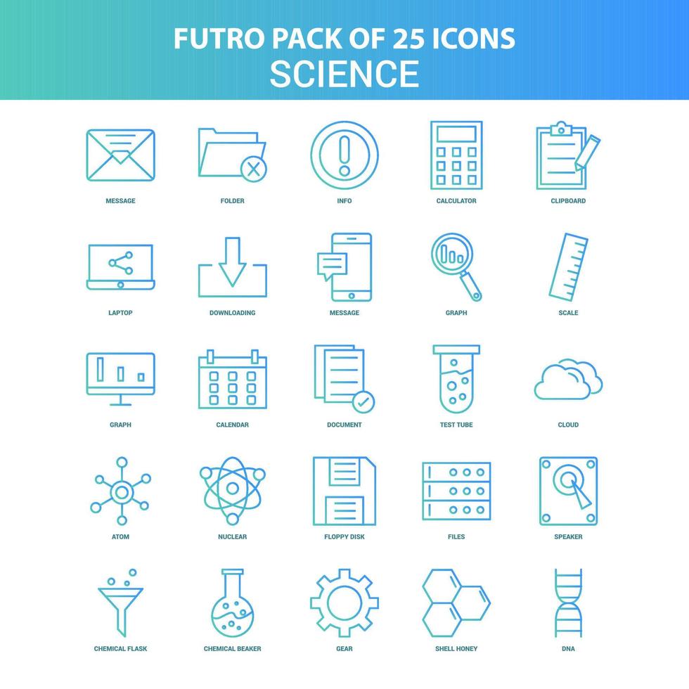 25 Green and Blue Futuro Science Icon Pack 14211746 Vector Art at Vecteezy