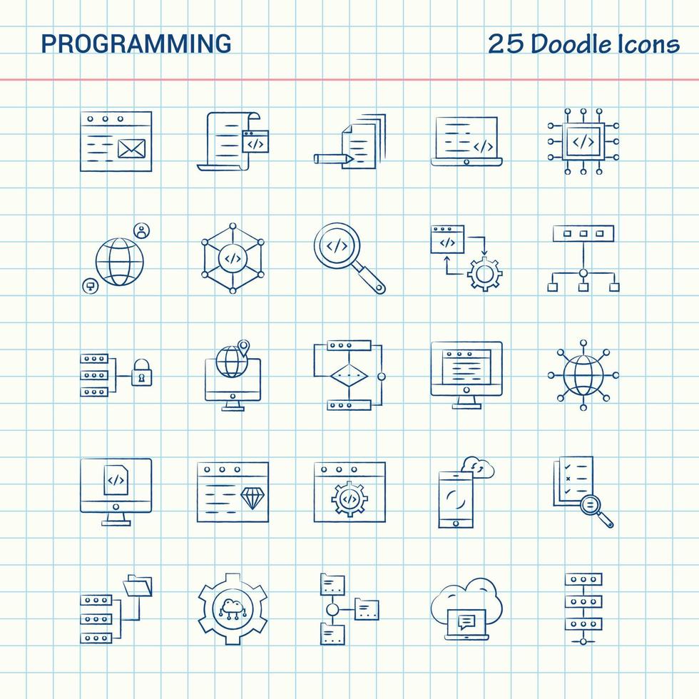 Programming 25 Doodle Icons Hand Drawn Business Icon set 14211780 ...