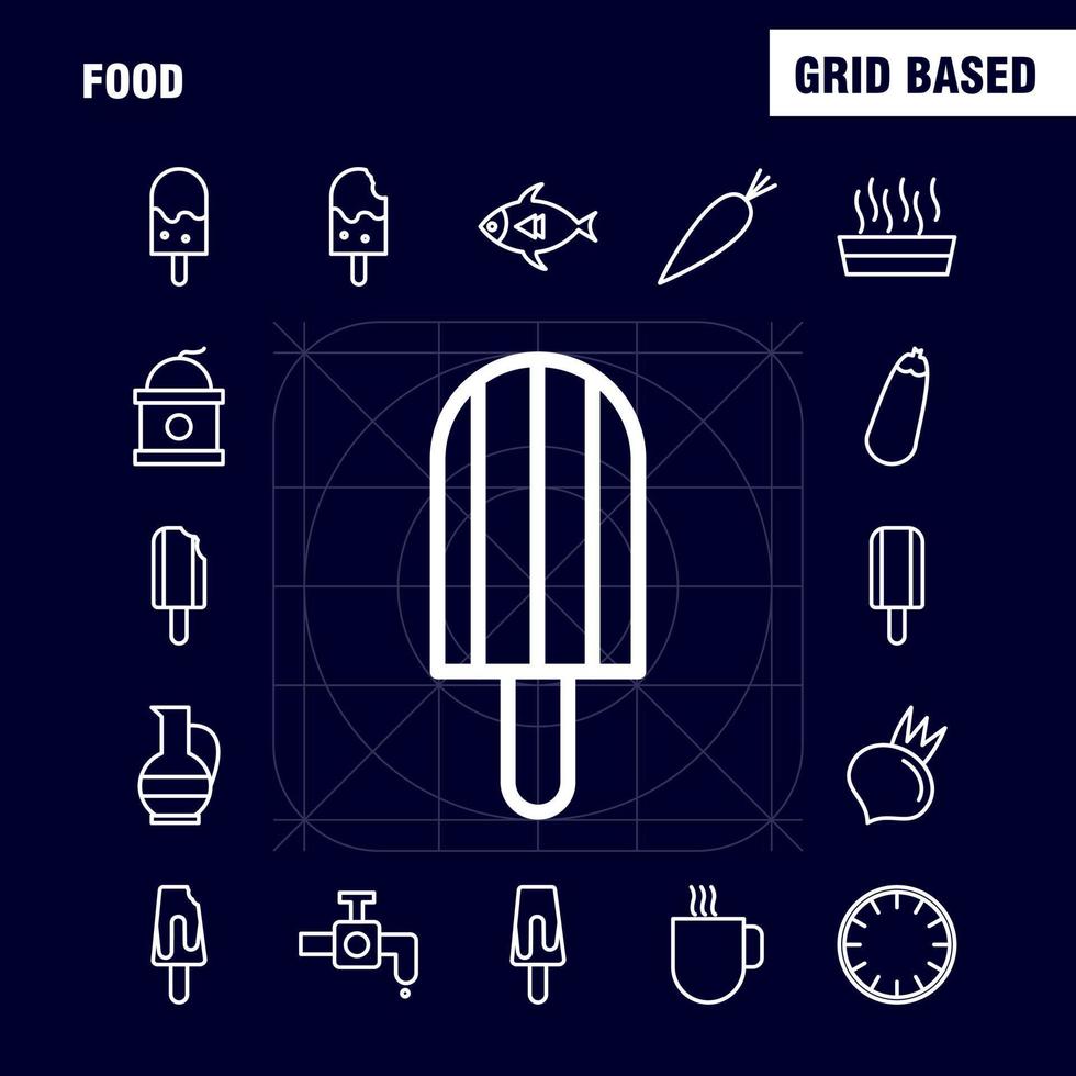 Food Line Icons Set For Infographics Mobile Uxui Kit And Print Design Include Prawns Food Sea