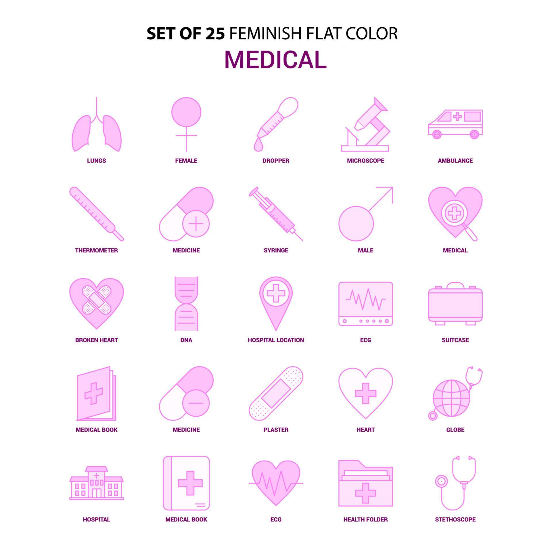 Set of 25 Feminish Medical Flat Color Pink Icon set 14212160 Vector Art ... Set of 25 Feminish Medical Flat Color Pink Icon set 14212160 Vector Art ...