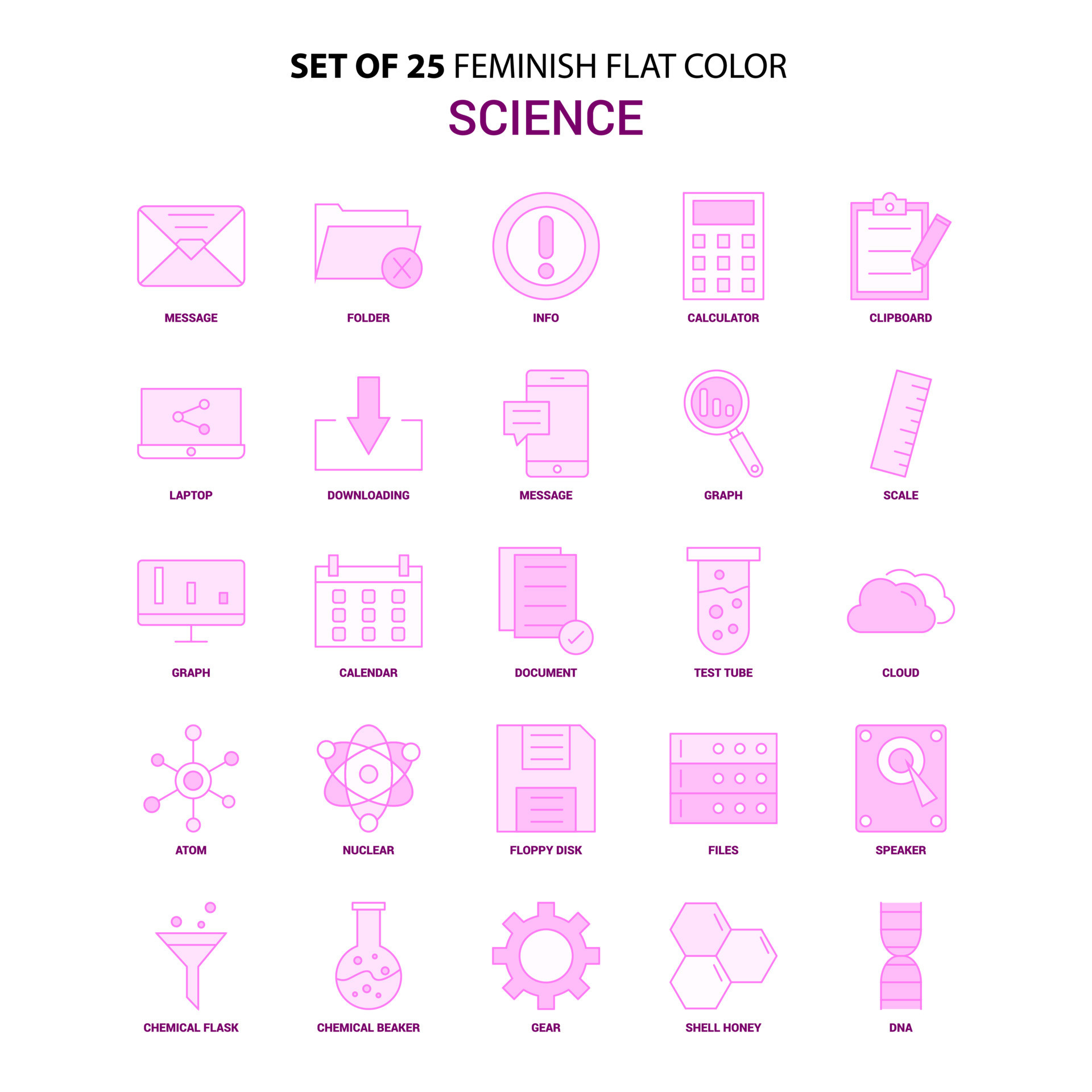 Set of 25 Feminish Science Flat Color Pink Icon set 14212168 Vector Art ... Set of 25 Feminish Science Flat Color Pink Icon set 14212168 Vector Art ...