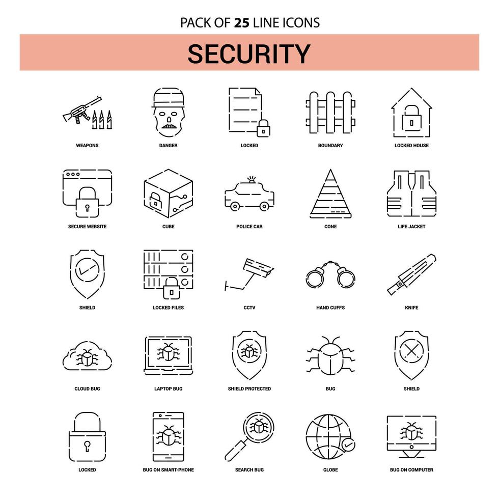 Security Line Icon Set 25 Dashed Outline Style 14212291 Vector Art At