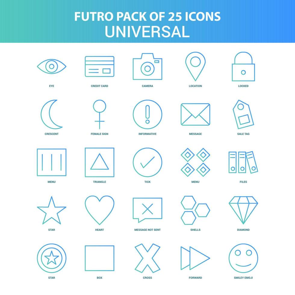 25 Green and Blue Futuro Universal Icon Pack 14215124 Vector Art at ...