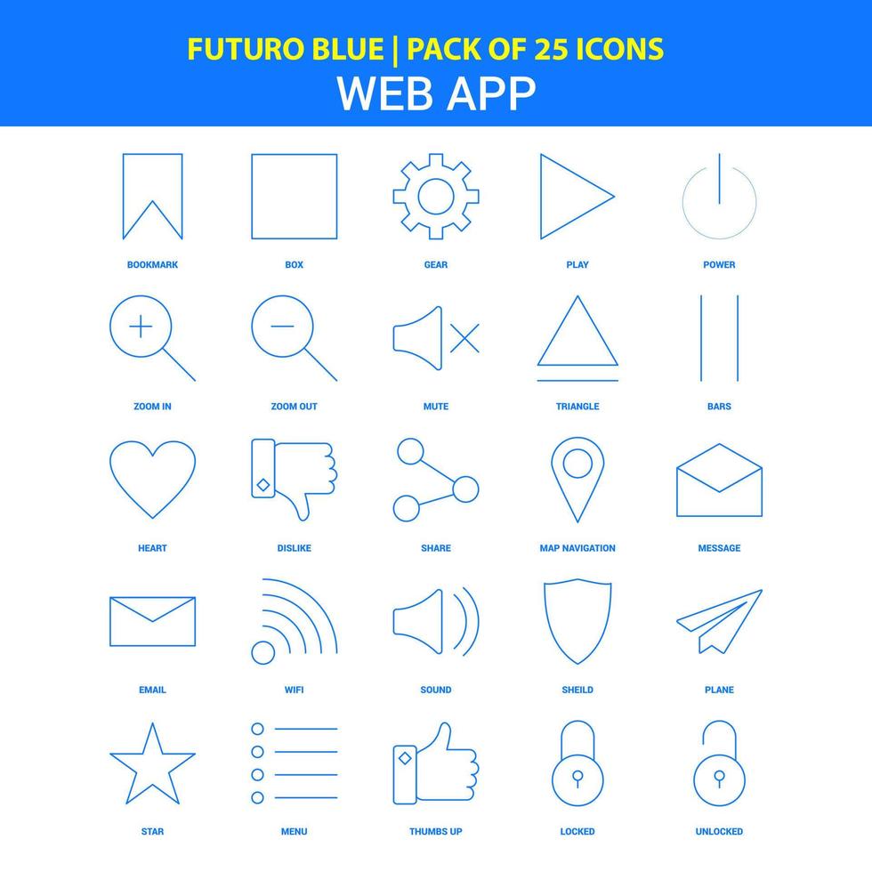 Web App Icons Futuro Blue 25 Icon pack 14217037 Vector Art at Vecteezy