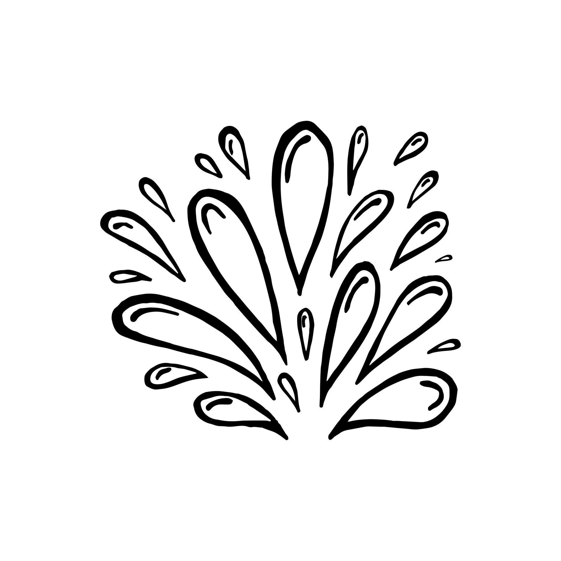 A Lot Of Small Spray And Droplets Contour Water Drop Icon Hand Drawn