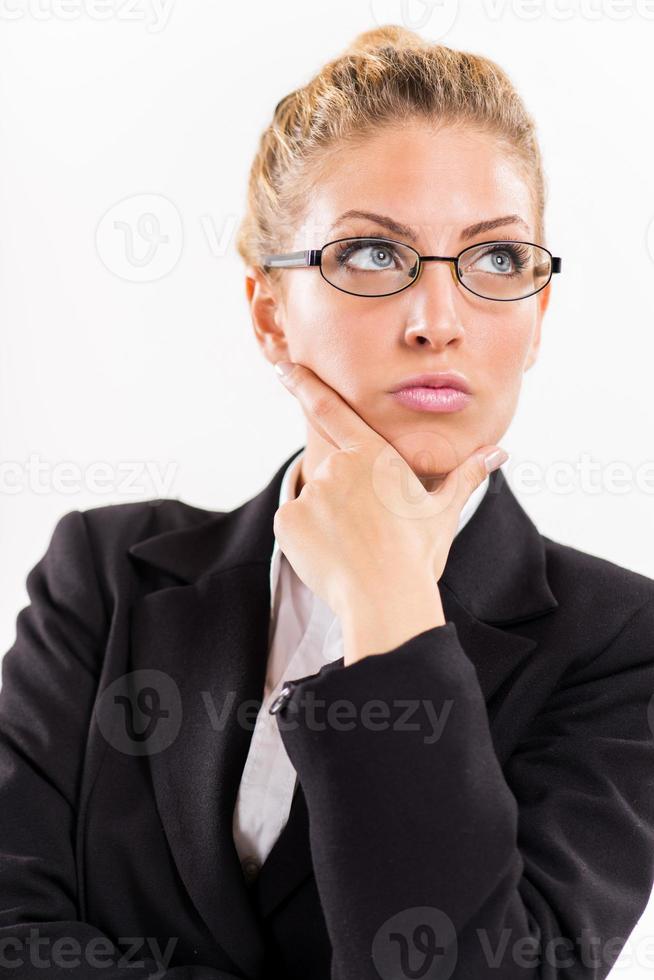 Businesswoman thinking view 14228859 Stock Photo at Vecteezy