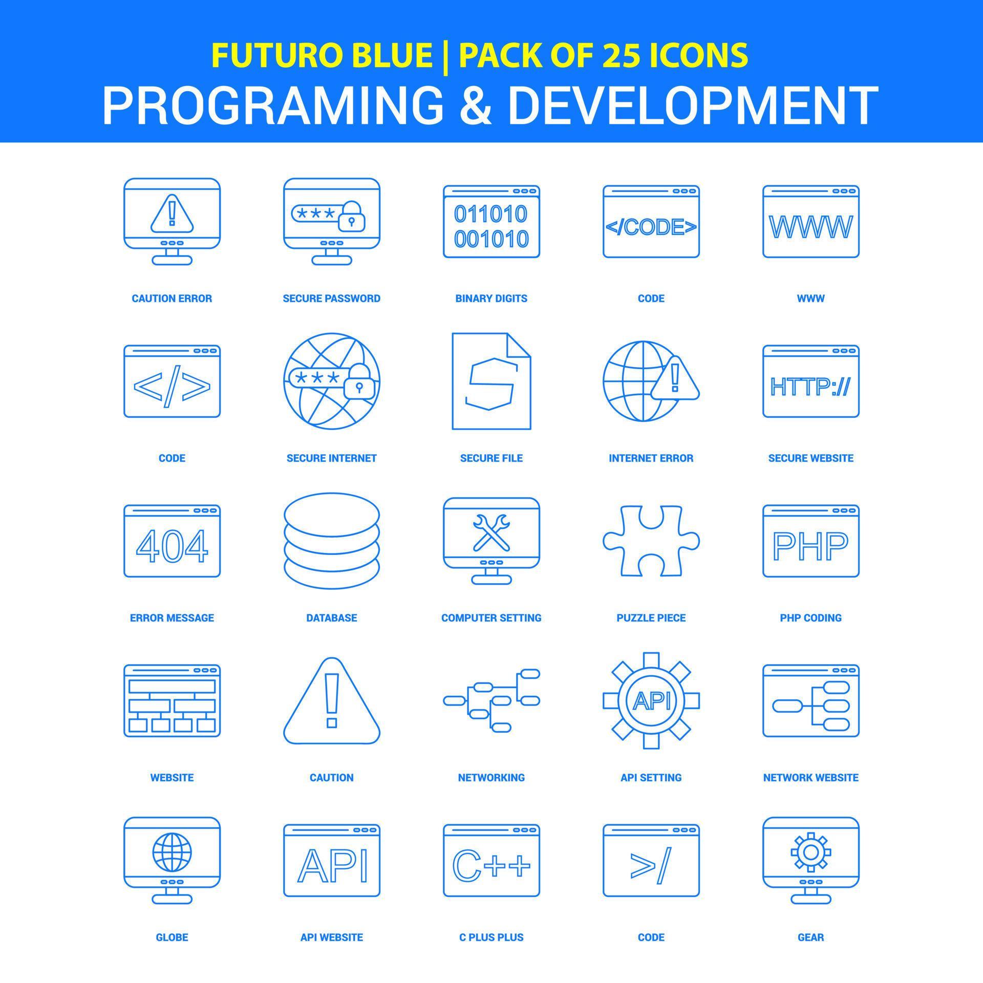 Programming and Developement Icons Futuro Blue 25 Icon pack 14232591 ...