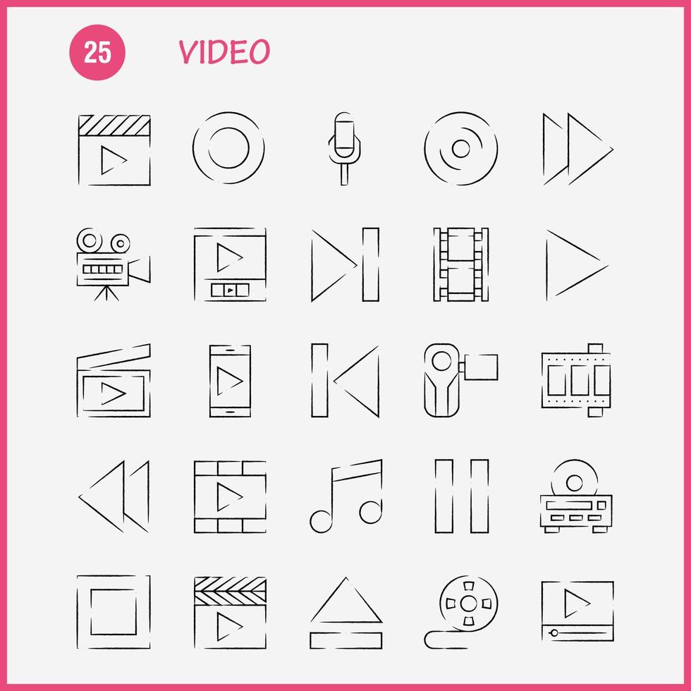 video paquete de iconos dibujados a mano para diseñadores y desarrolladores iconos de director ...