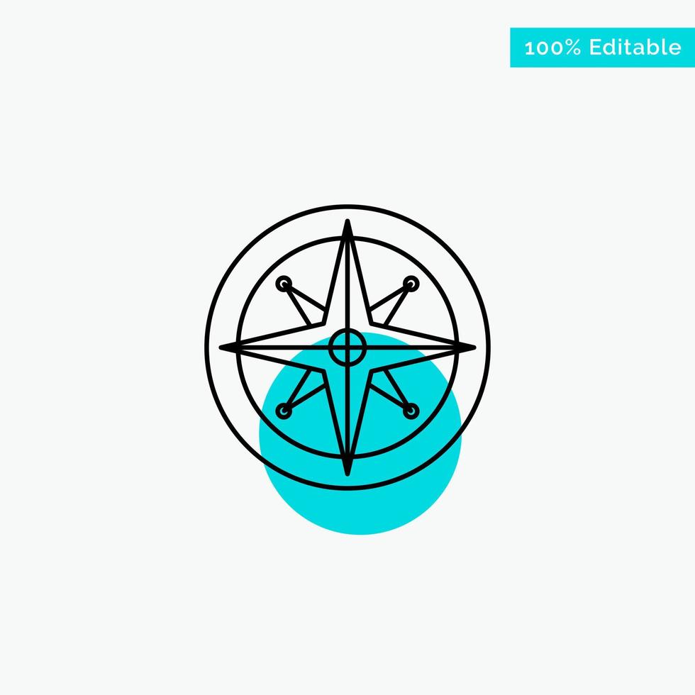 Compass Location Navigation Navigator Position turquoise highlight circle point Vector icon ...