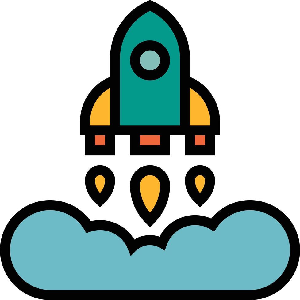 launch startup deployment software development - filled outline icon ...