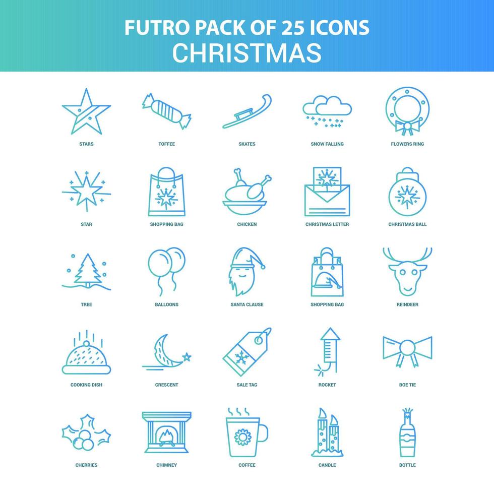 25 Green and Blue Futuro Christmas Icon Pack 14239993 Vector Art at ...