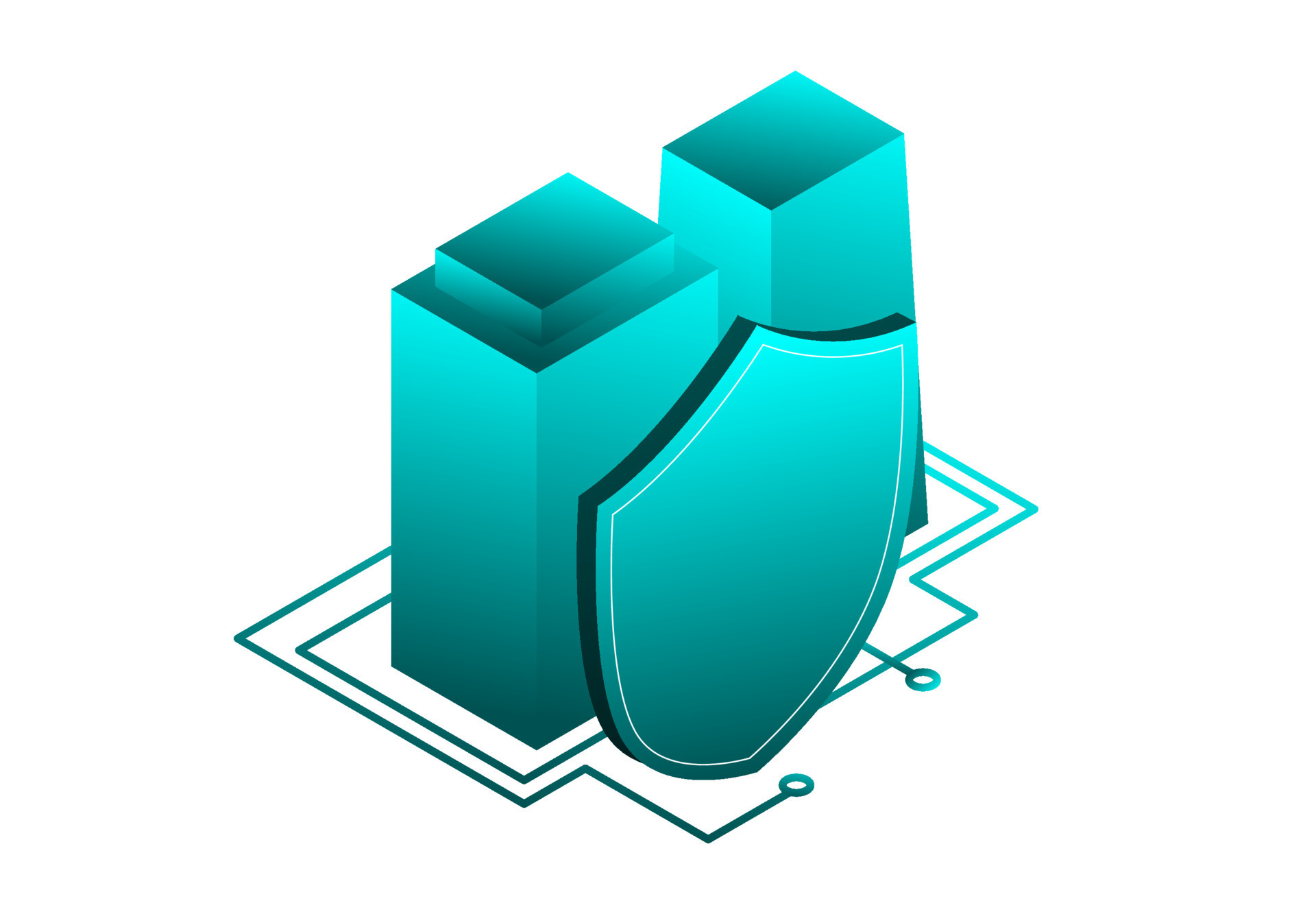 Security Isometric Concept Vector Illustration Building Save Data Isolated Sign Icons Design