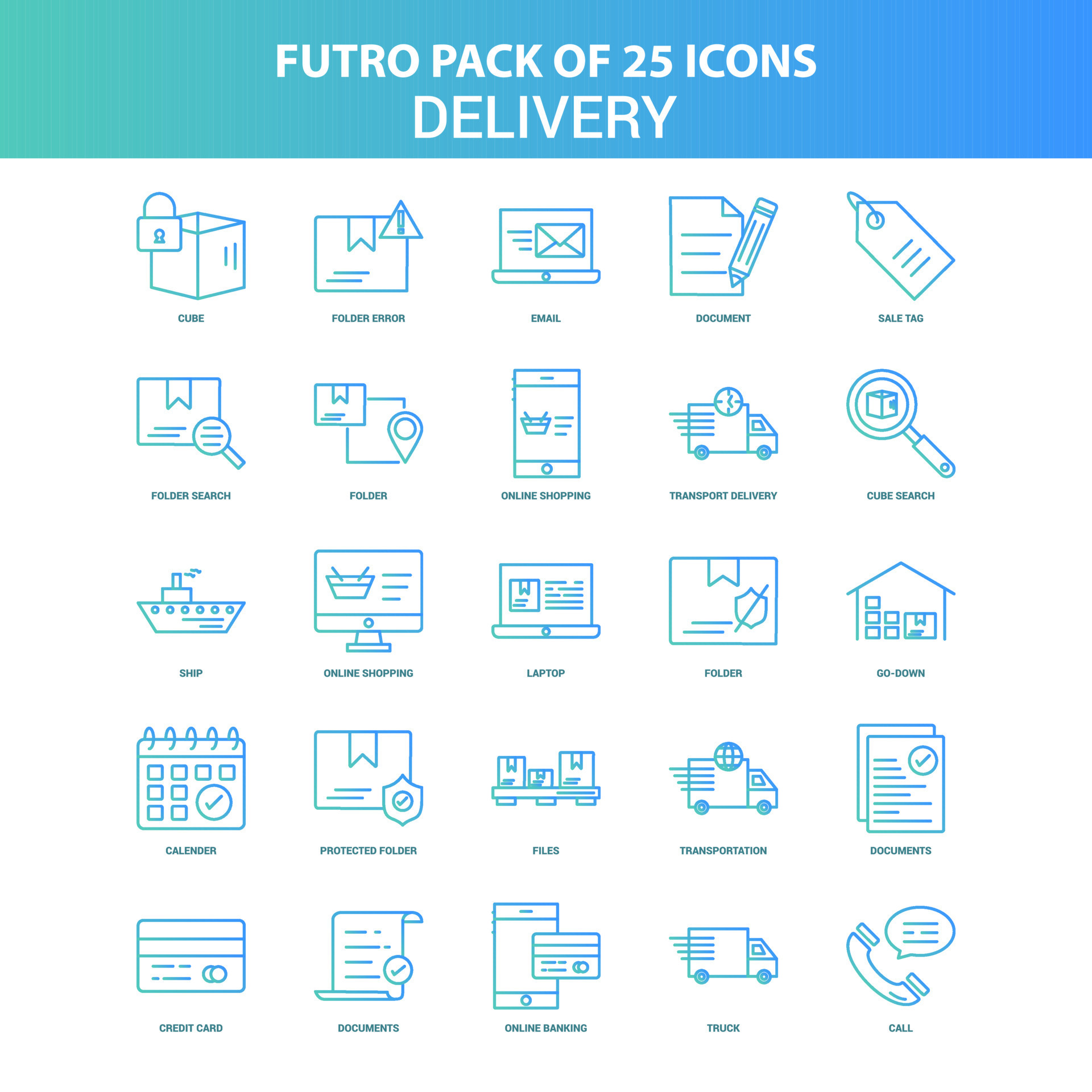 25 Green and Blue Futuro Delivery Icon Pack 14243001 Vector Art at Vecteezy