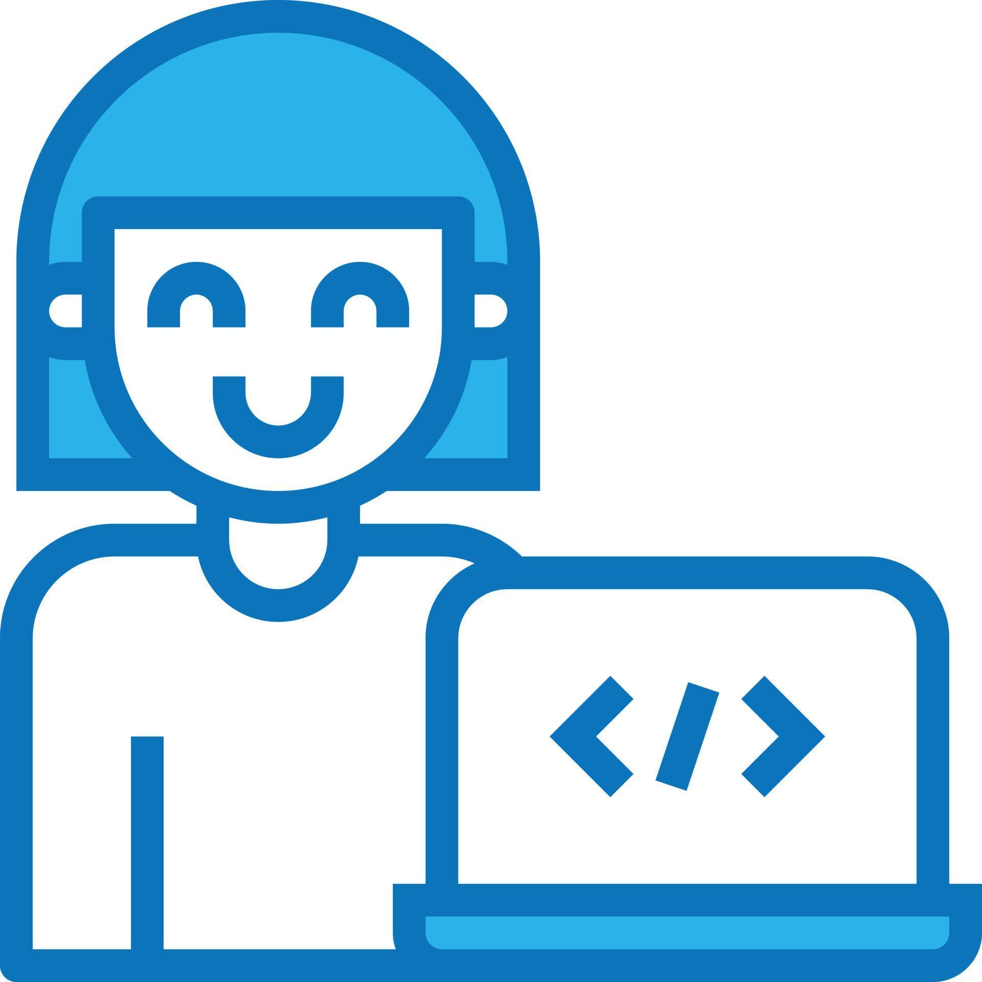 developer coding programmer software development - blue icon 14243357 ...