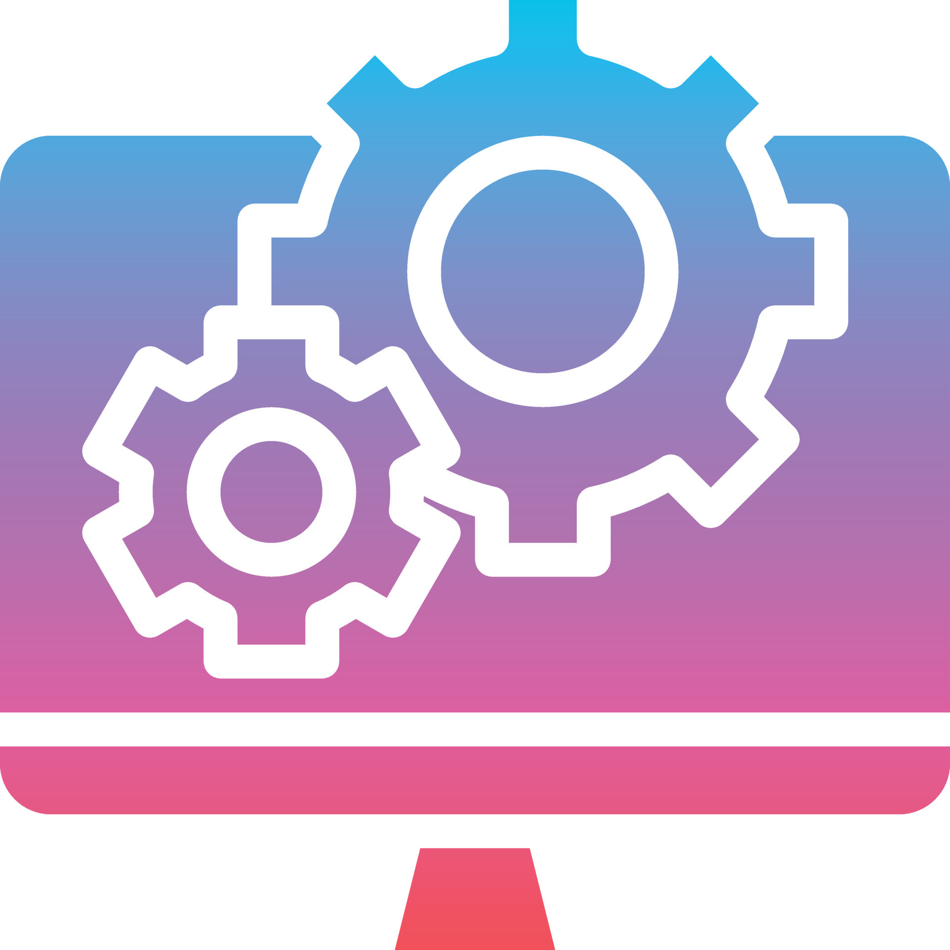 development gear structure computer online - gradient solid icon ...